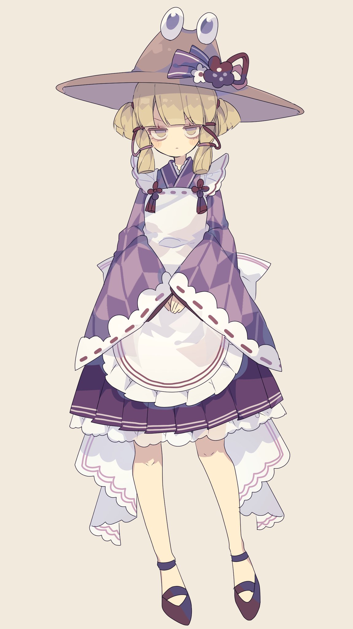 Safebooru - 1girl alternate costume apron back bow bangs blonde hair blunt bangs bow brown ...