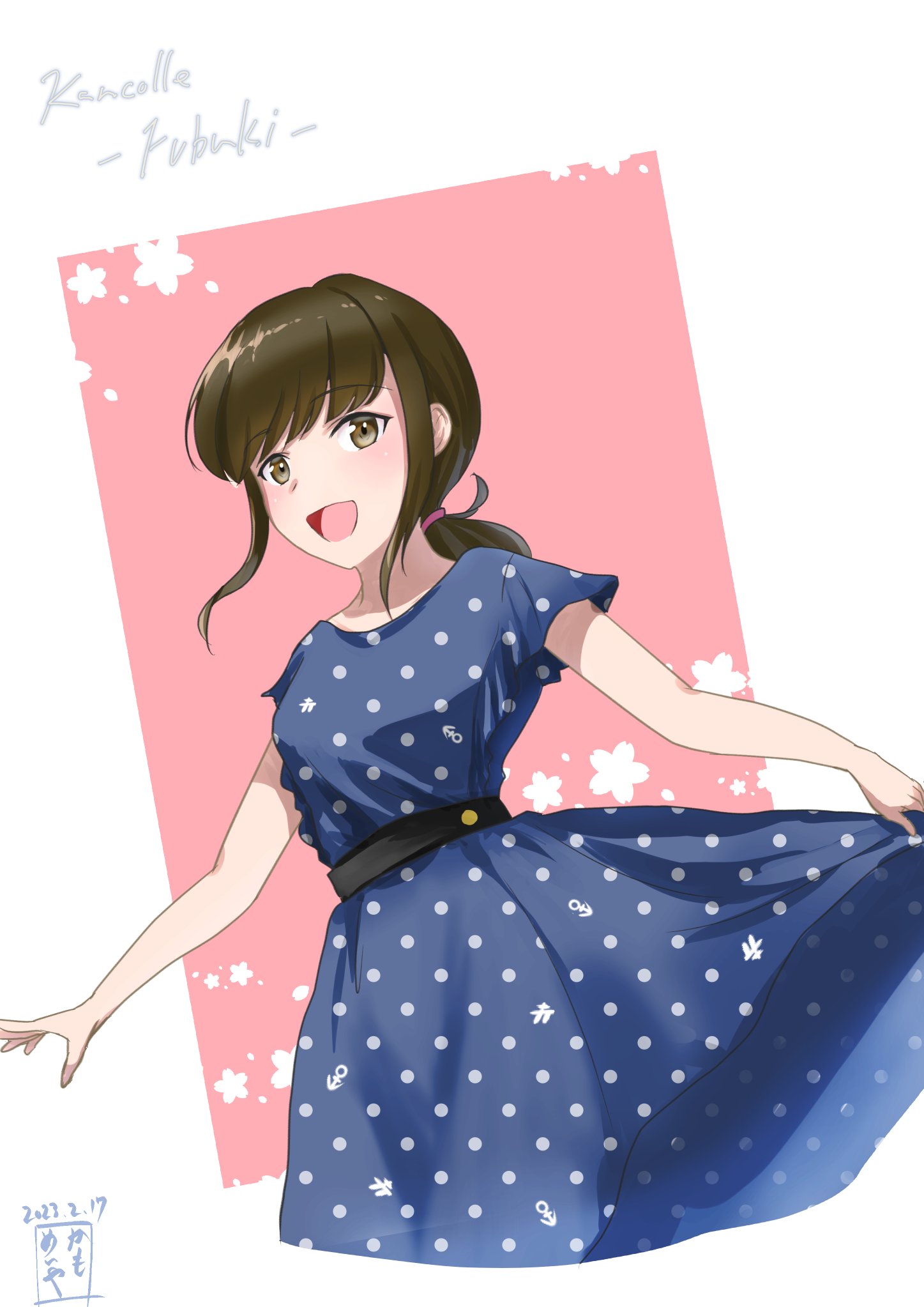 Safebooru - 1girl alternate costume belt black eyes black hair blue dress dress fubuki (kancolle ...