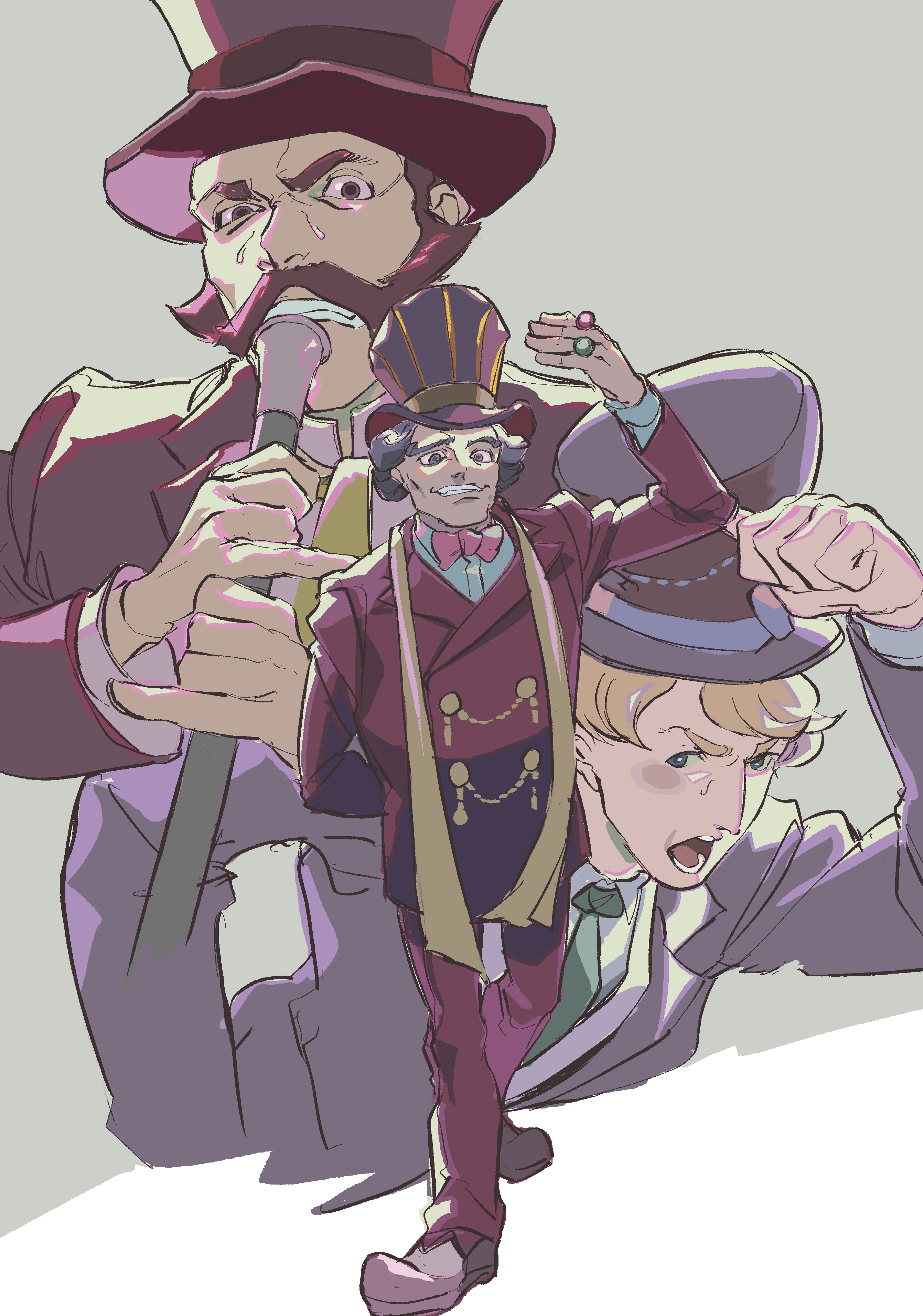 Safebooru - 3boys absurdres ace attorney arm behind back blonde hair ...