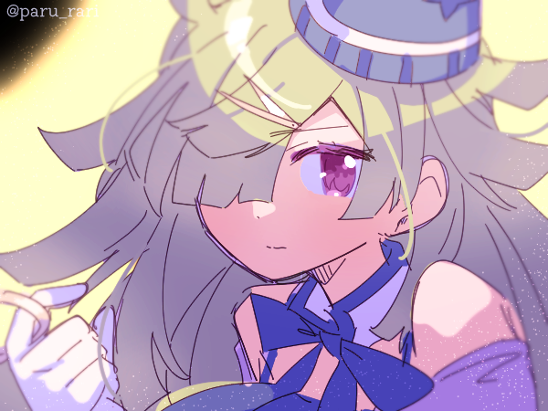 Safebooru - 1girl aki mabayu bangs blue headwear blue ribbon blue shirt ...