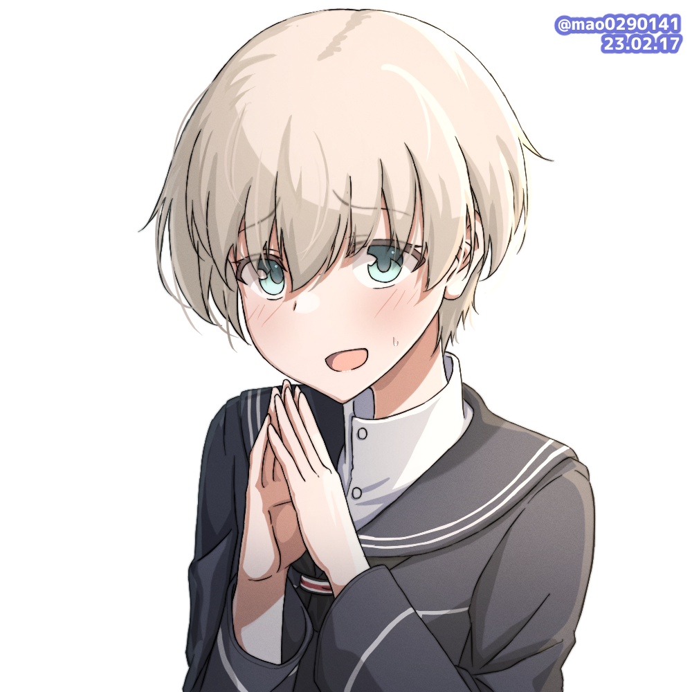 Safebooru - 1girl bangs black dress black sailor collar blonde hair blue eyes blush buttons ...