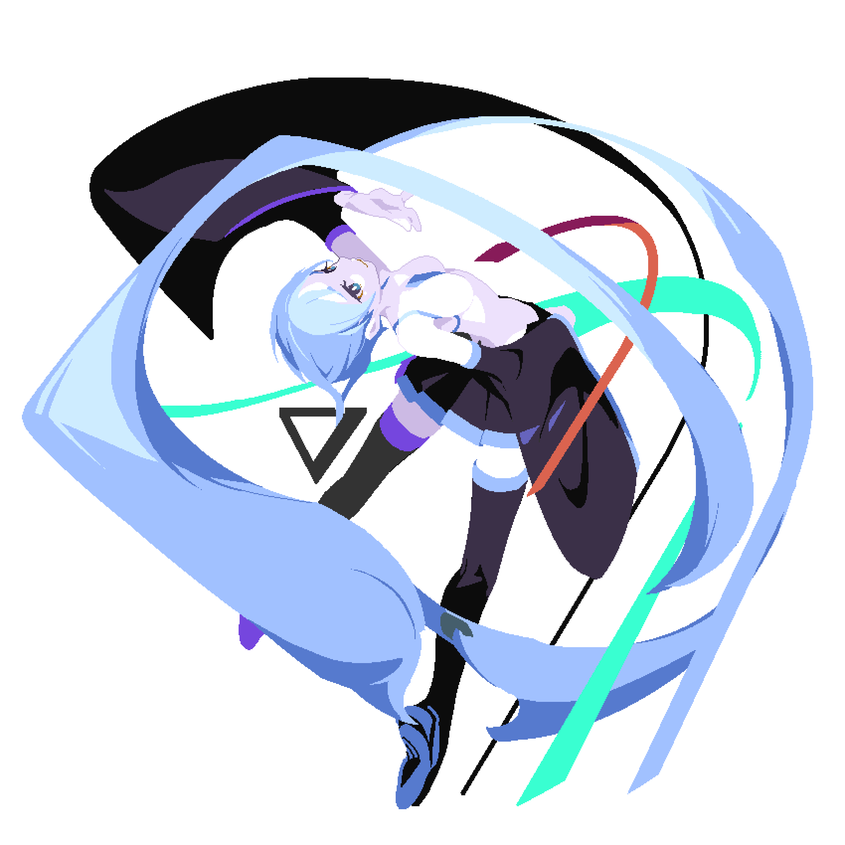 Safebooru - 1girl absurdly long hair alternate costume black footwear black skirt black sleeves ...