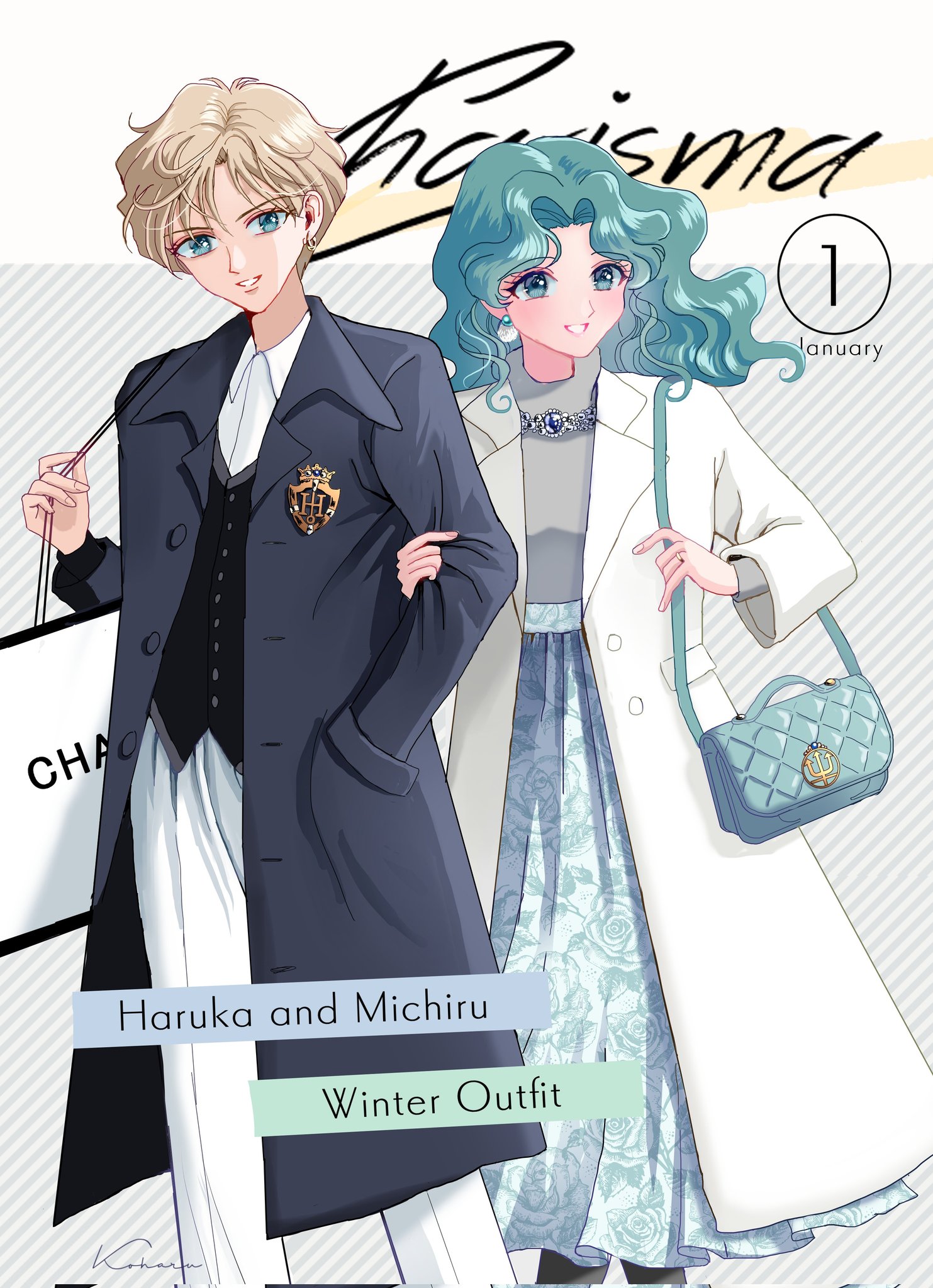 Safebooru - 2girls aqua eyes aqua hair aqua skirt bag bangs bishoujo senshi sailor moon black ...