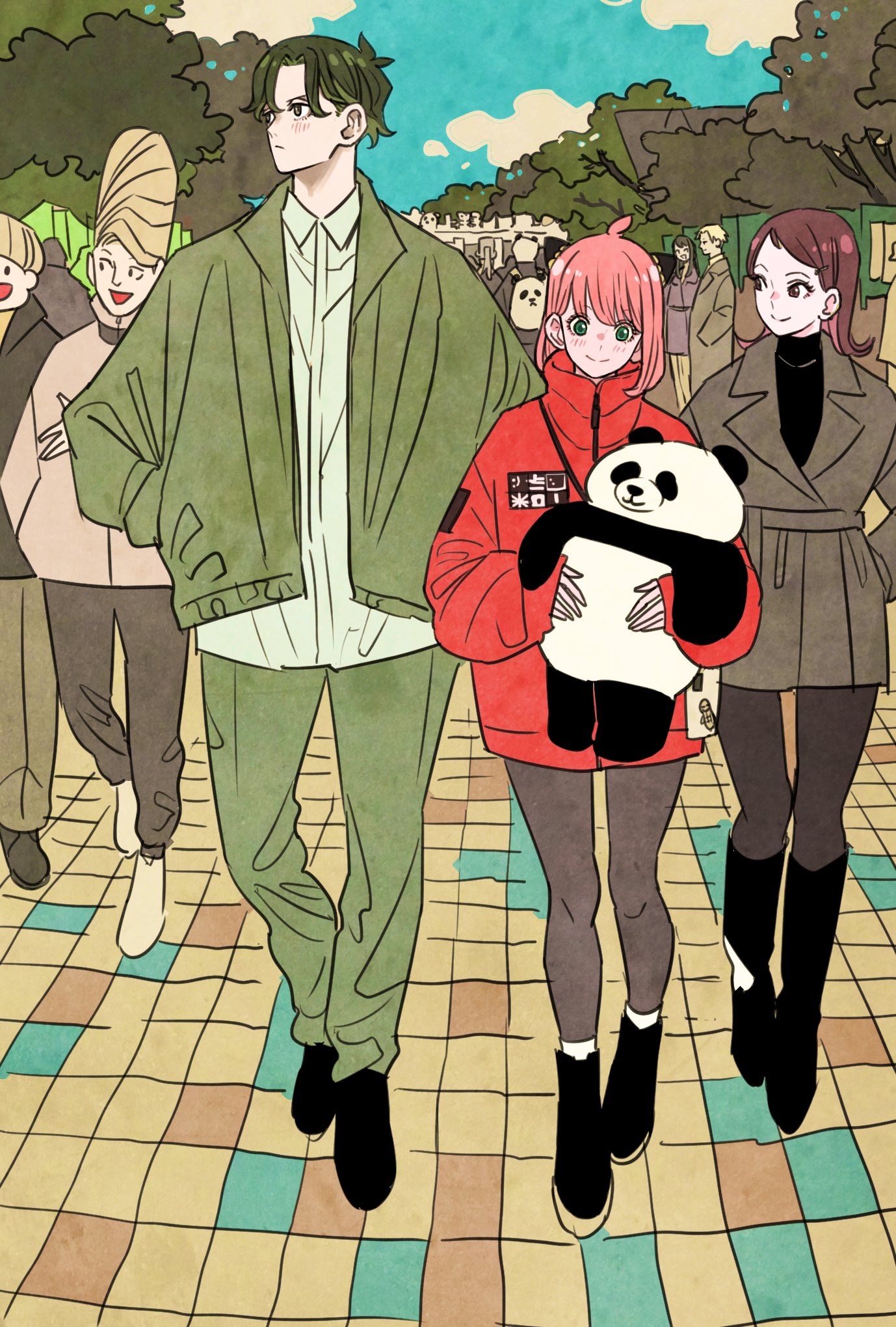 Safebooru - 3girls 4boys aged up ahoge animal bag anya (spy x family) backpack bag becky ...