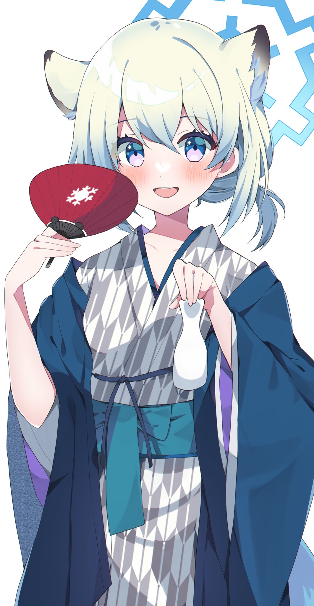 Safebooru - 1girl :d animal ears bad id bad twitter id bath yukata blue archive blush bottle ...