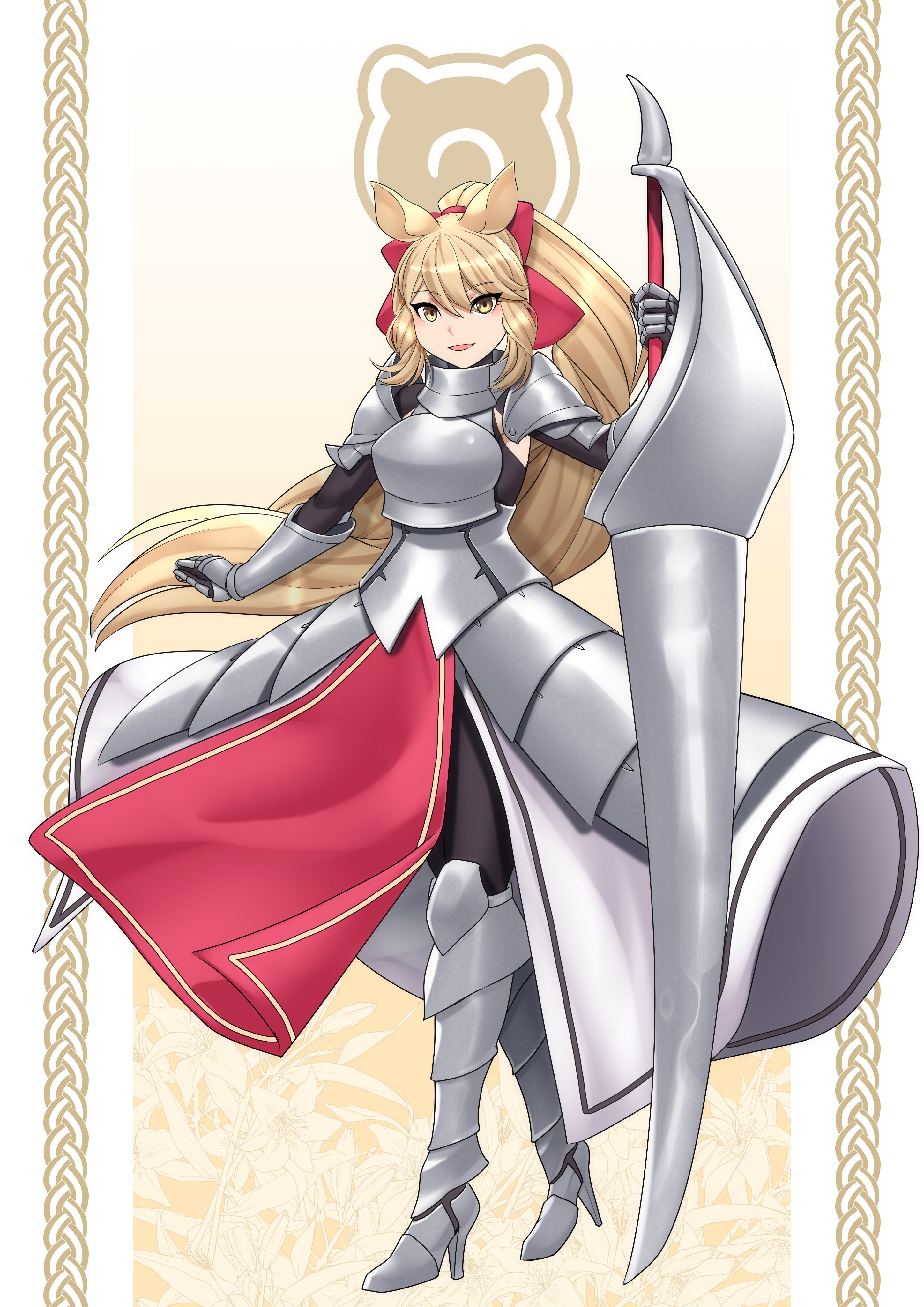 Safebooru - 1girl absurdres animal ears armor armored boots armored skirt bangs blonde hair ...