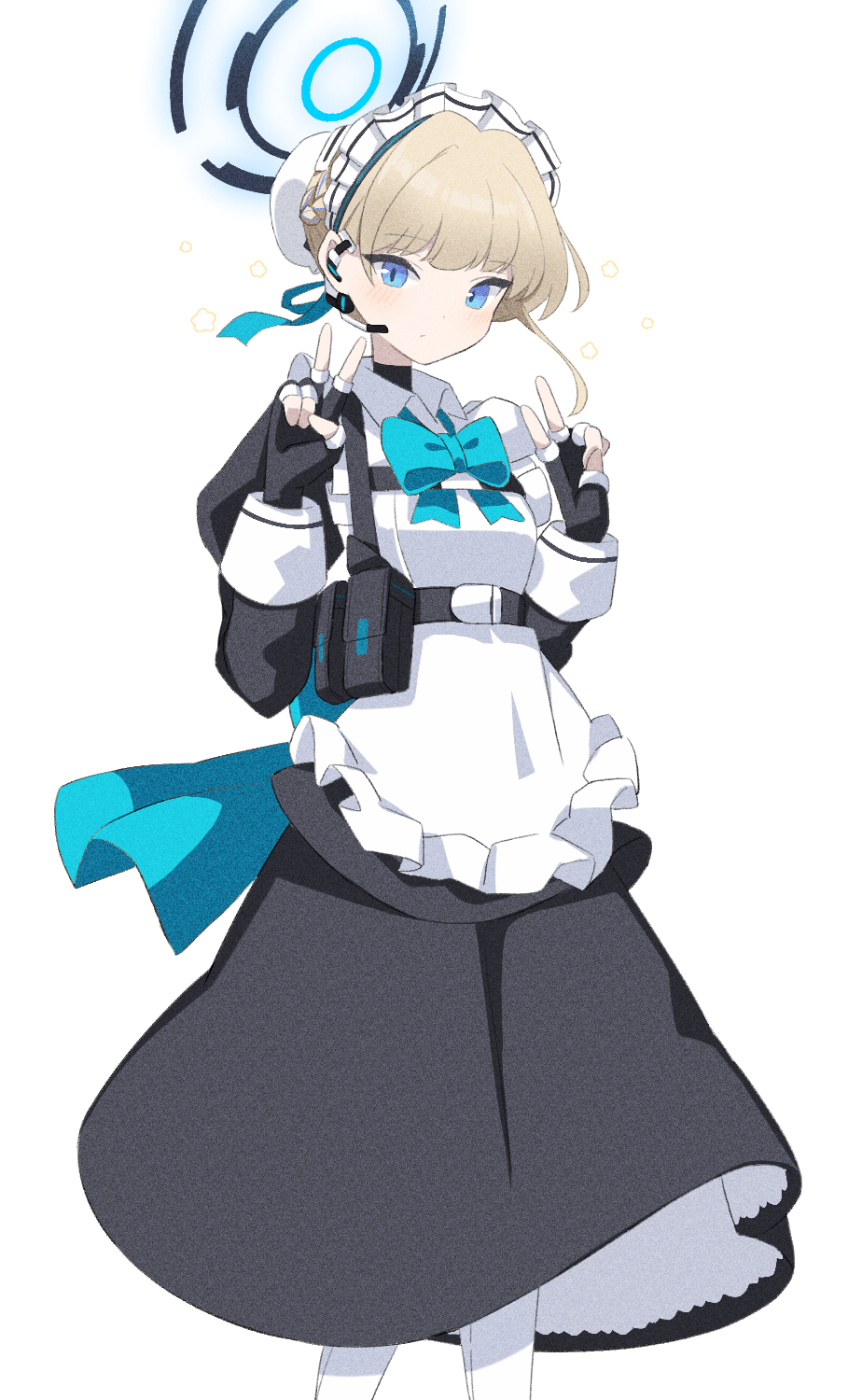 Safebooru - 1girl apron black dress black gloves blonde hair blue archive blue bow blue bowtie ...