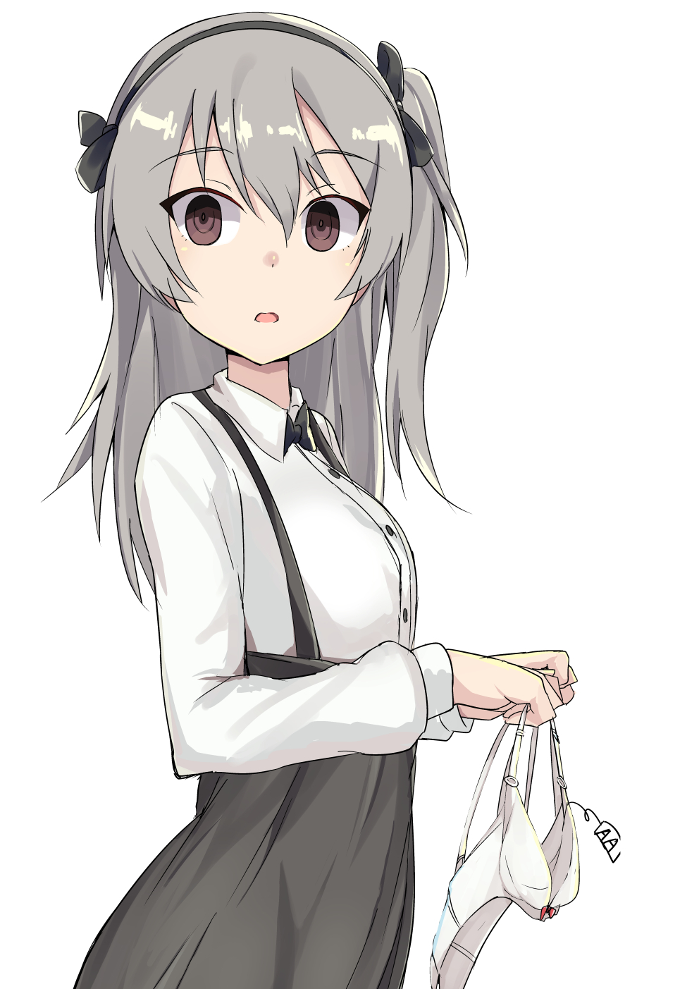 Safebooru - 1girl bangs black bow black bowtie black ribbon black skirt bow bowtie bra brown ...