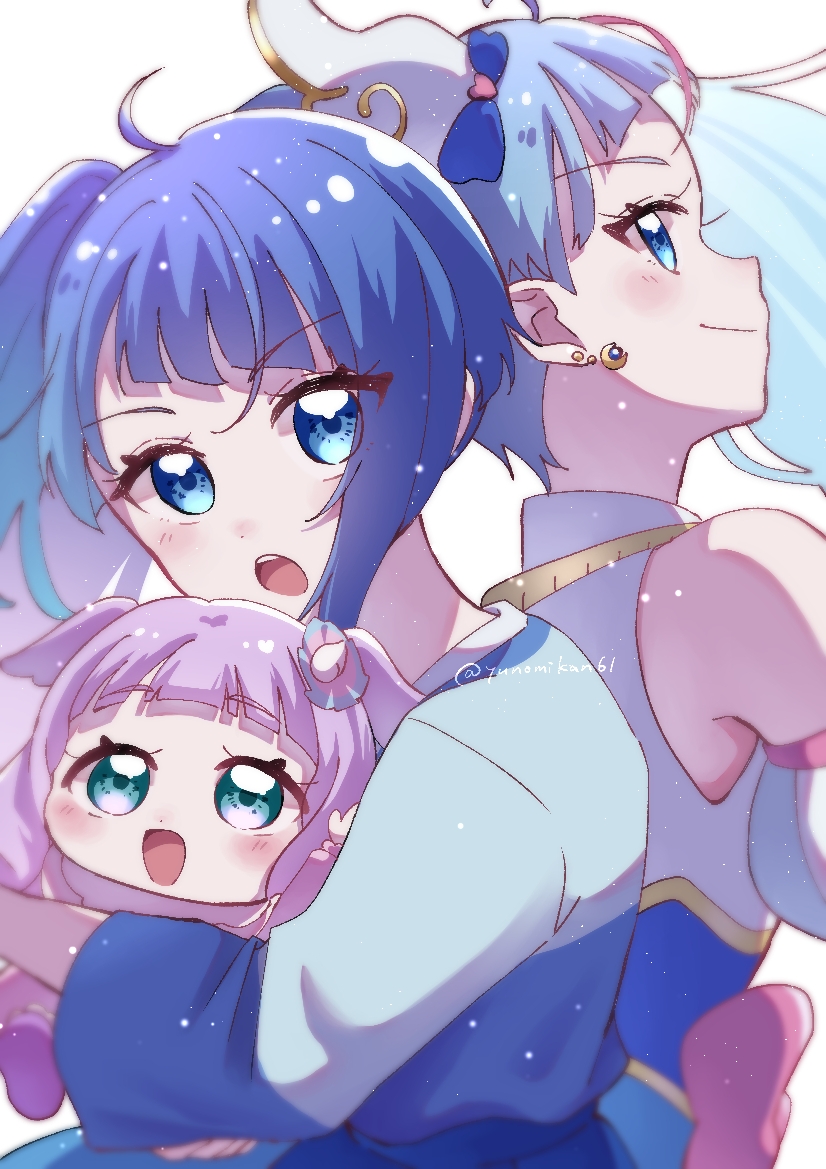 Safebooru - 1girl baby bangs blue dress blue eyes blue hair blue shirt closed mouth commentary ...