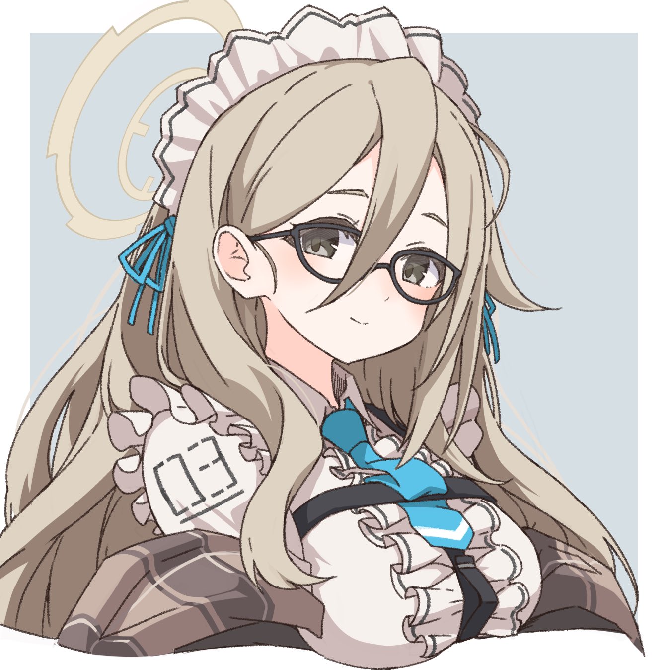 Safebooru - 1girl akane (blue archive) black-framed eyewear blue archive blue necktie border ...