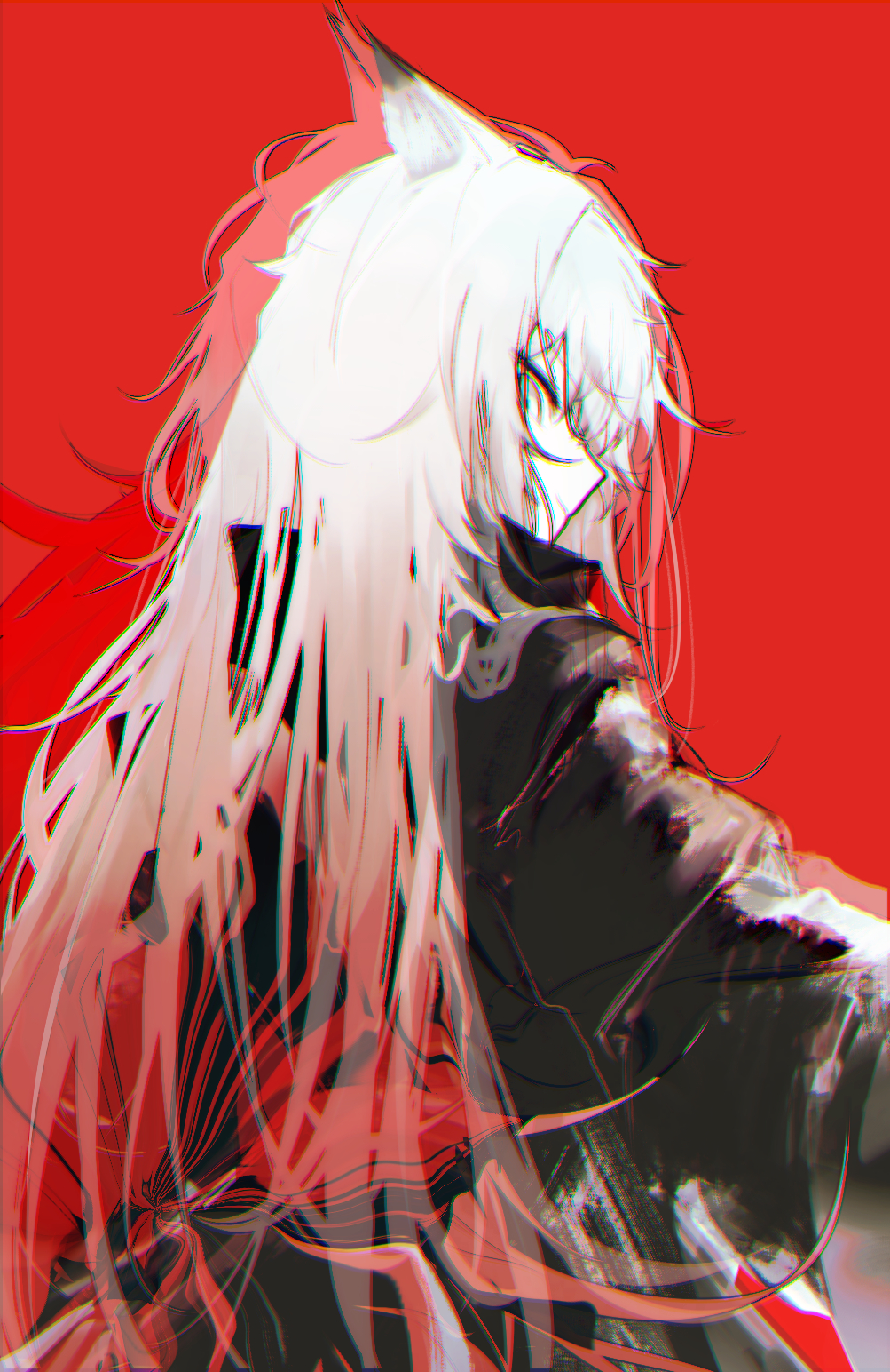 Safebooru - 1girl animal ears arknights closed mouth greyscale ...