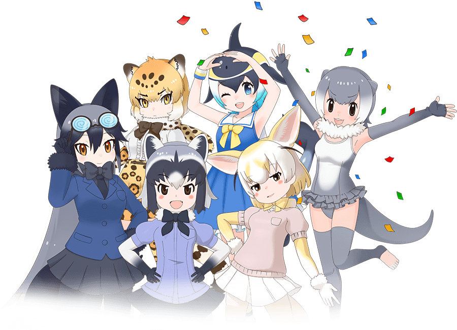 Safebooru - 6+girls animal ears black eyes black hair blonde hair blue eyes bow bowtie closed ...