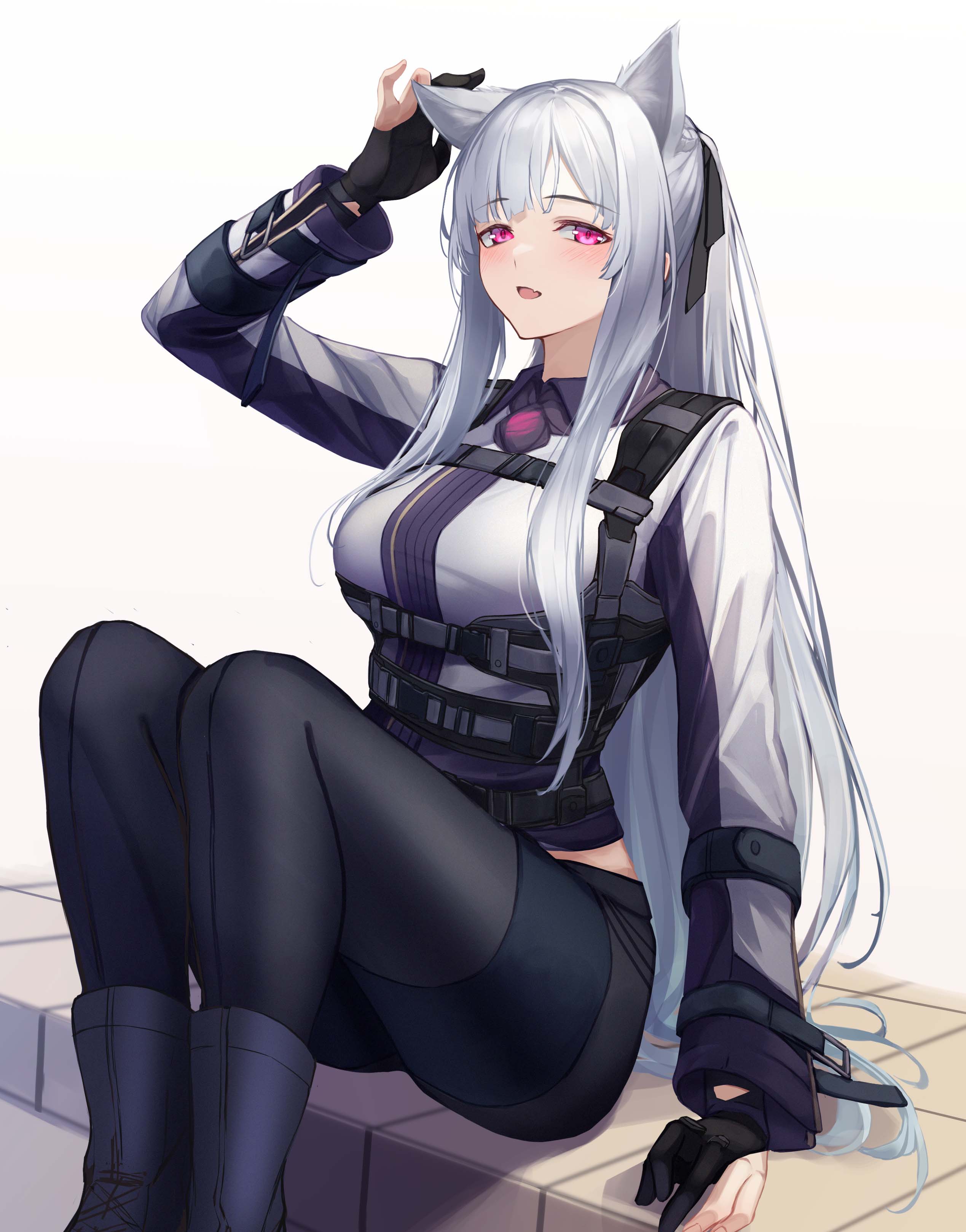 Safebooru - 1girl 3 small spiders absurdres ak-12 (girls' frontline) animal ear fluff animal ...