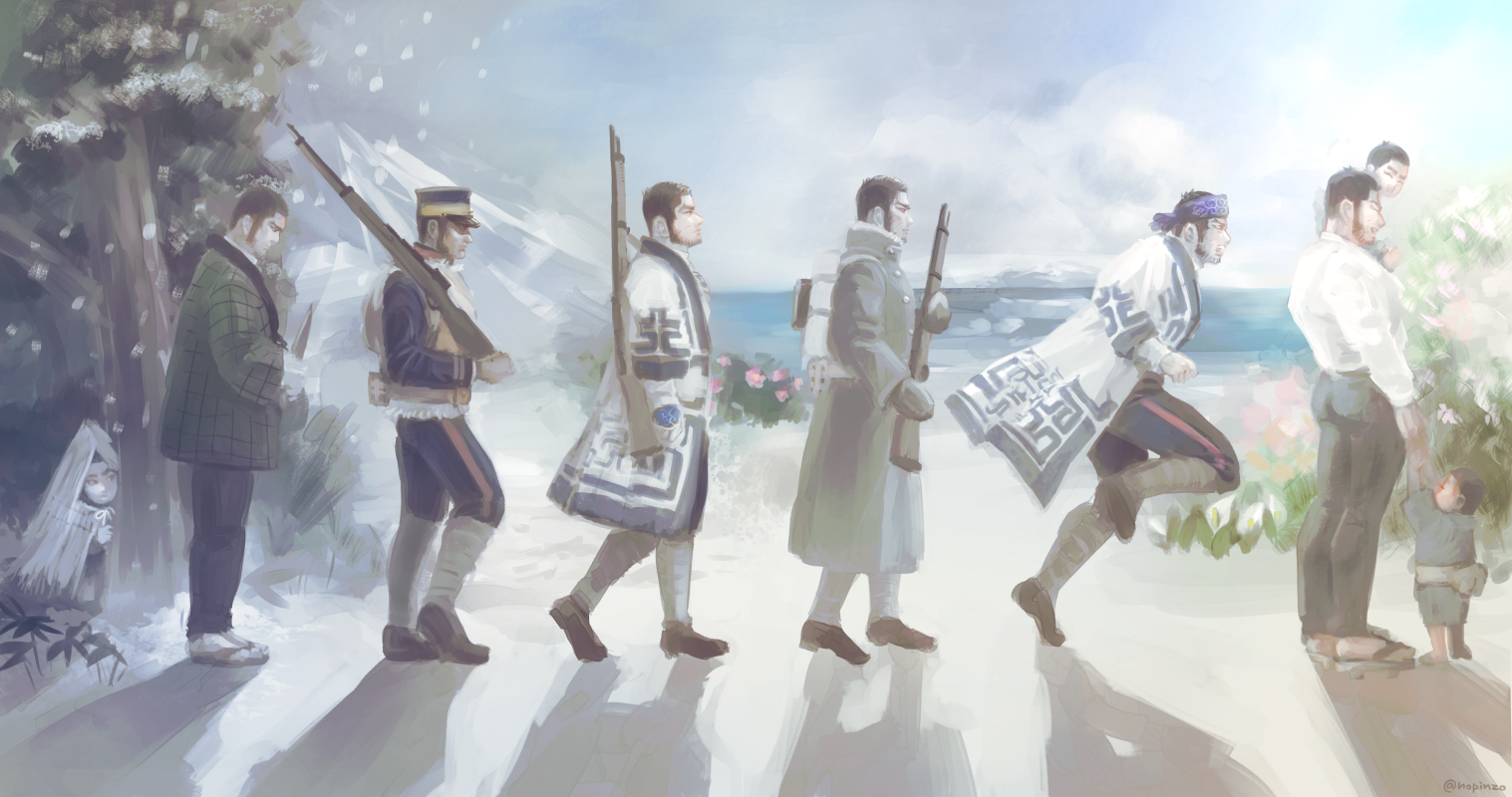 Safebooru - 2boys age progression ainu clothes arisaka beard behind ...