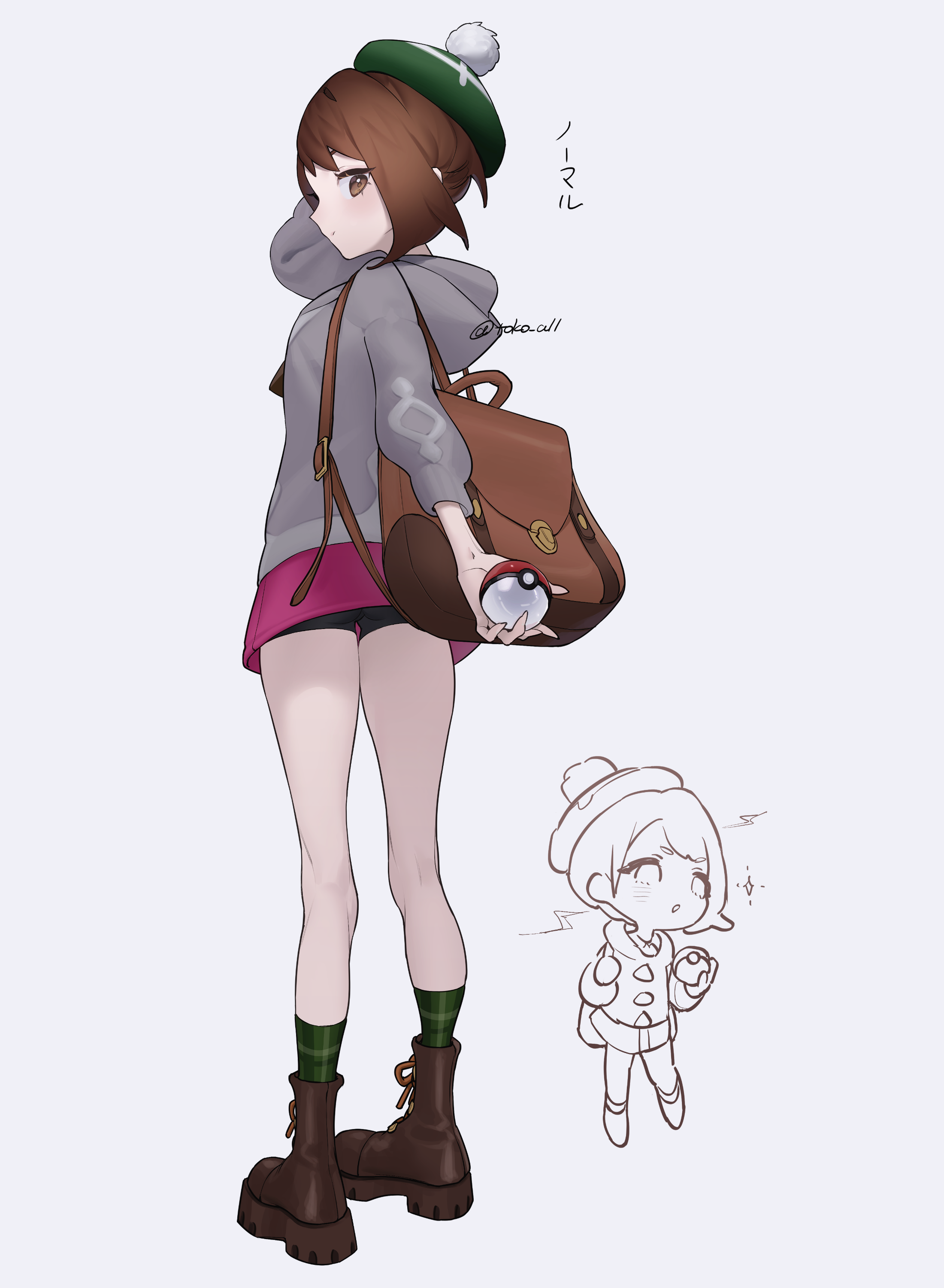 Safebooru - 1girl absurdres bike shorts black shorts boots brown eyes brown footwear brown hair ...