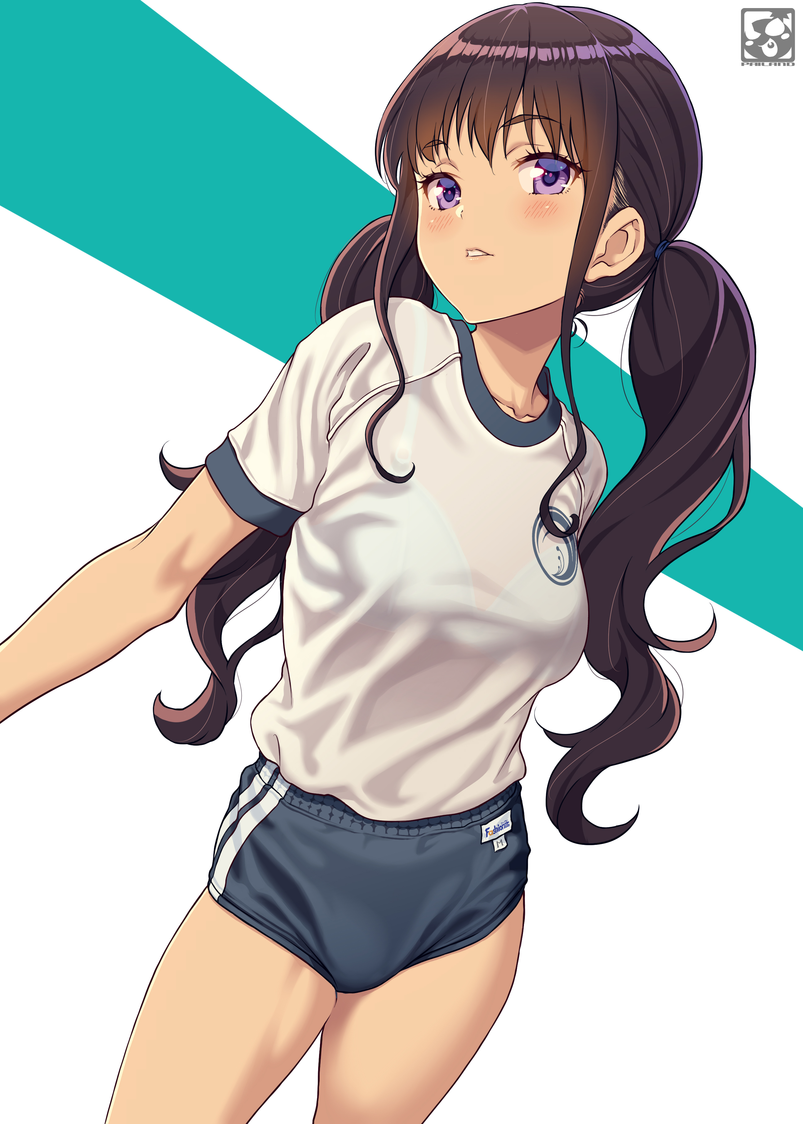 Safebooru - 1girl absurdres black hair blue buruma blue eyes bra buruma gym uniform highres ...