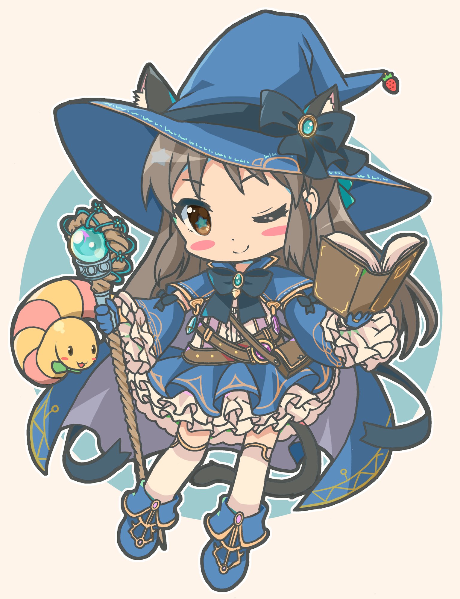 Safebooru - 1girl animal ear fluff animal ears bangs black bow black bowtie blue cape blue ...