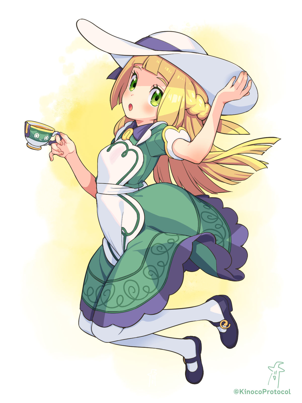 Safebooru - 1girl :o apron bangs blonde hair blunt bangs blush braid ...