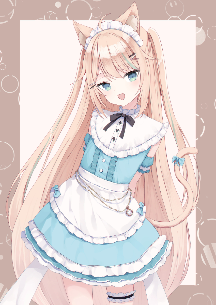 Safebooru - 1girl :d animal ears bangs blonde hair blue eyes cat ears cat tail character request ...