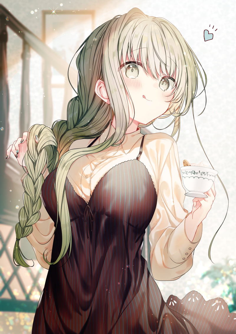 Safebooru - 1girl :q bangs black dress blush braid breasts cecilia (shiro seijo to kuro bokushi ...