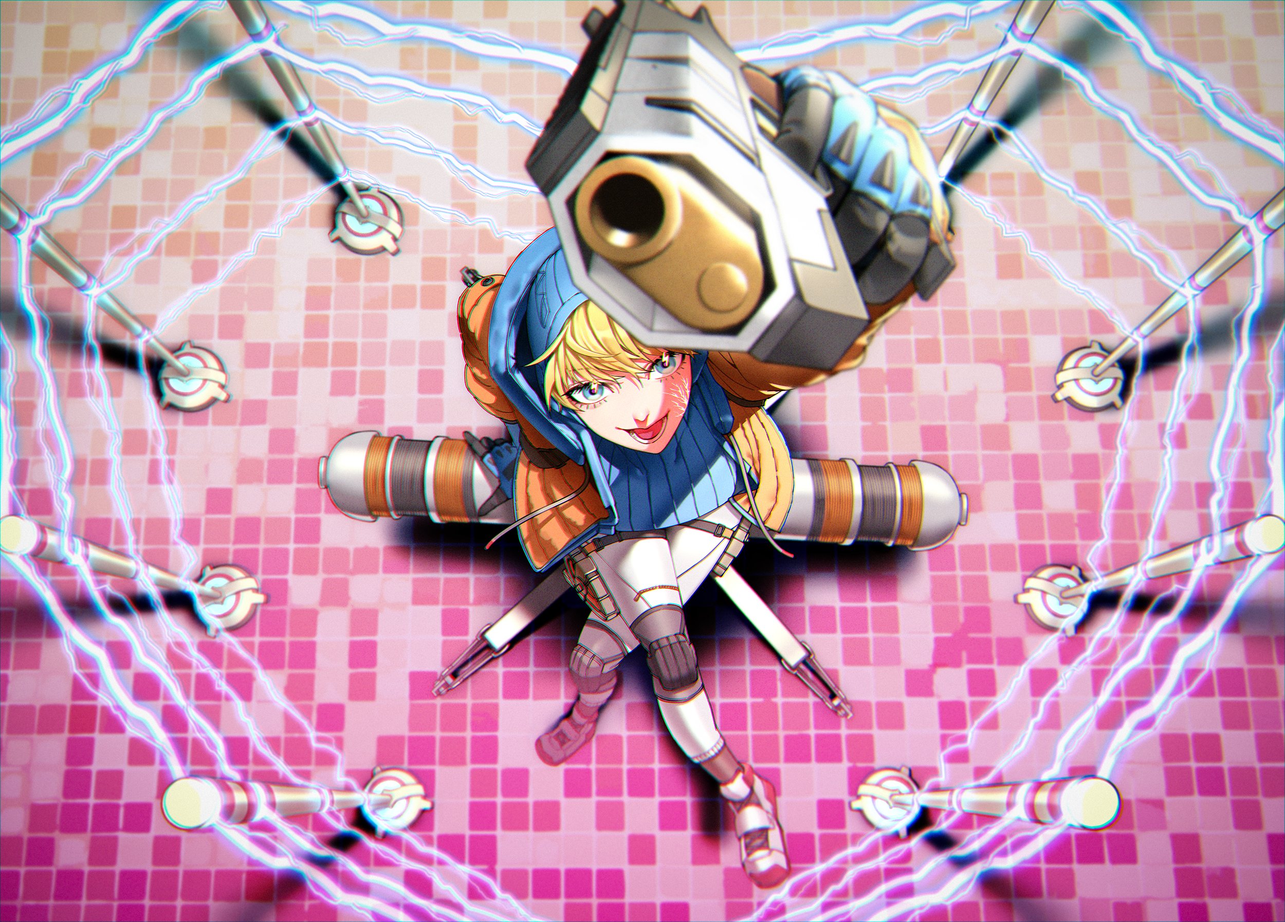 Safebooru - 1girl anemia kwus animification apex legends b3 wingman bangs blonde hair blue ...
