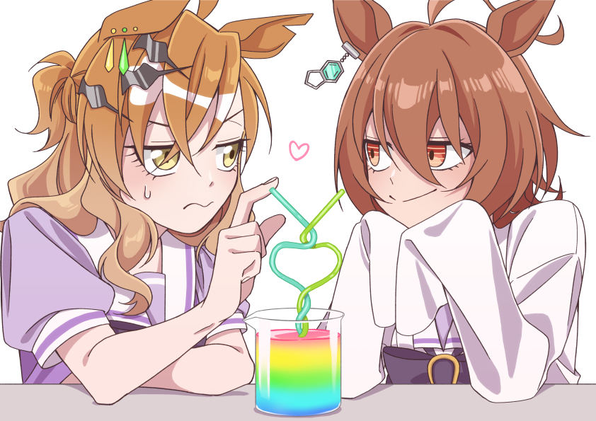 Safebooru - 2girls agnes tachyon (umamusume) beaker blush bow bowtie ...