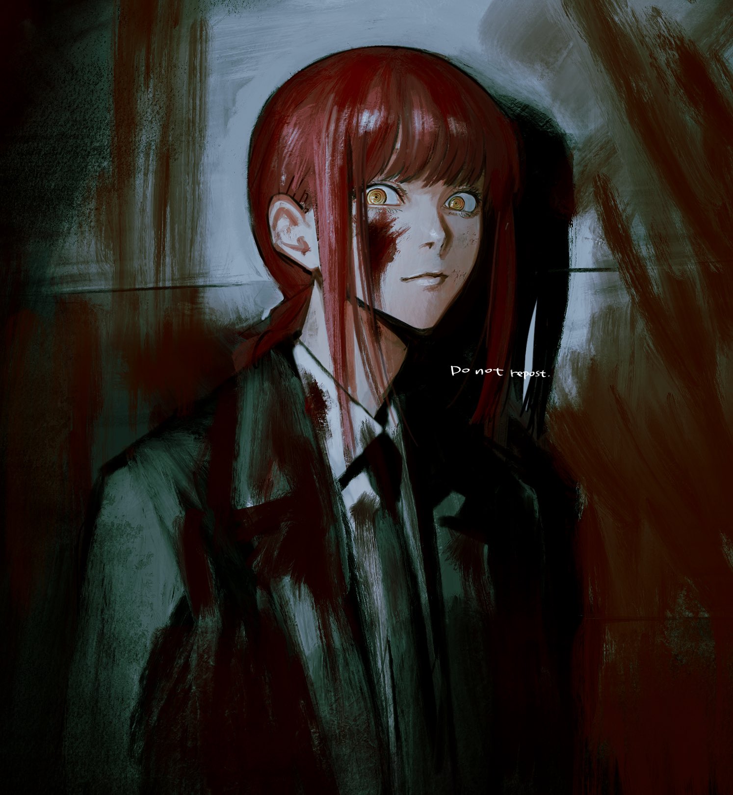 Safebooru - 1girl bangs black coat black necktie blood blood on clothes blood on face blood on ...