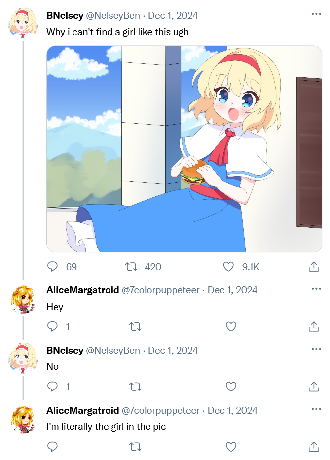 Safebooru - alice margatroid blonde hair blue dress blue eyes blush bnelsey burger capelet door ...