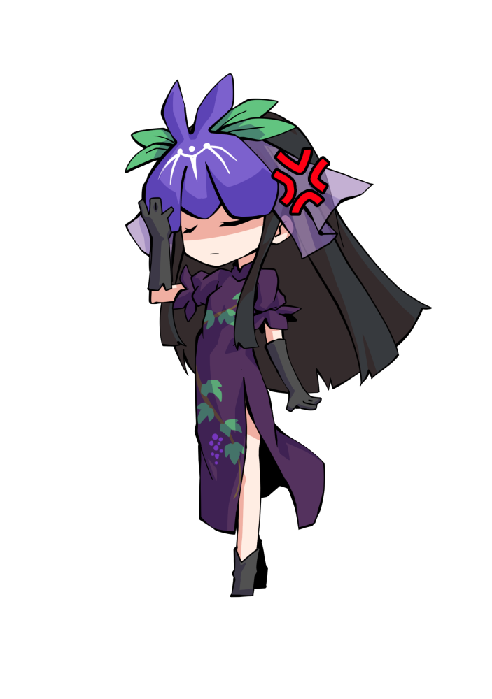 Safebooru - 1girl anger vein black gloves black hair chibi chibi only ...