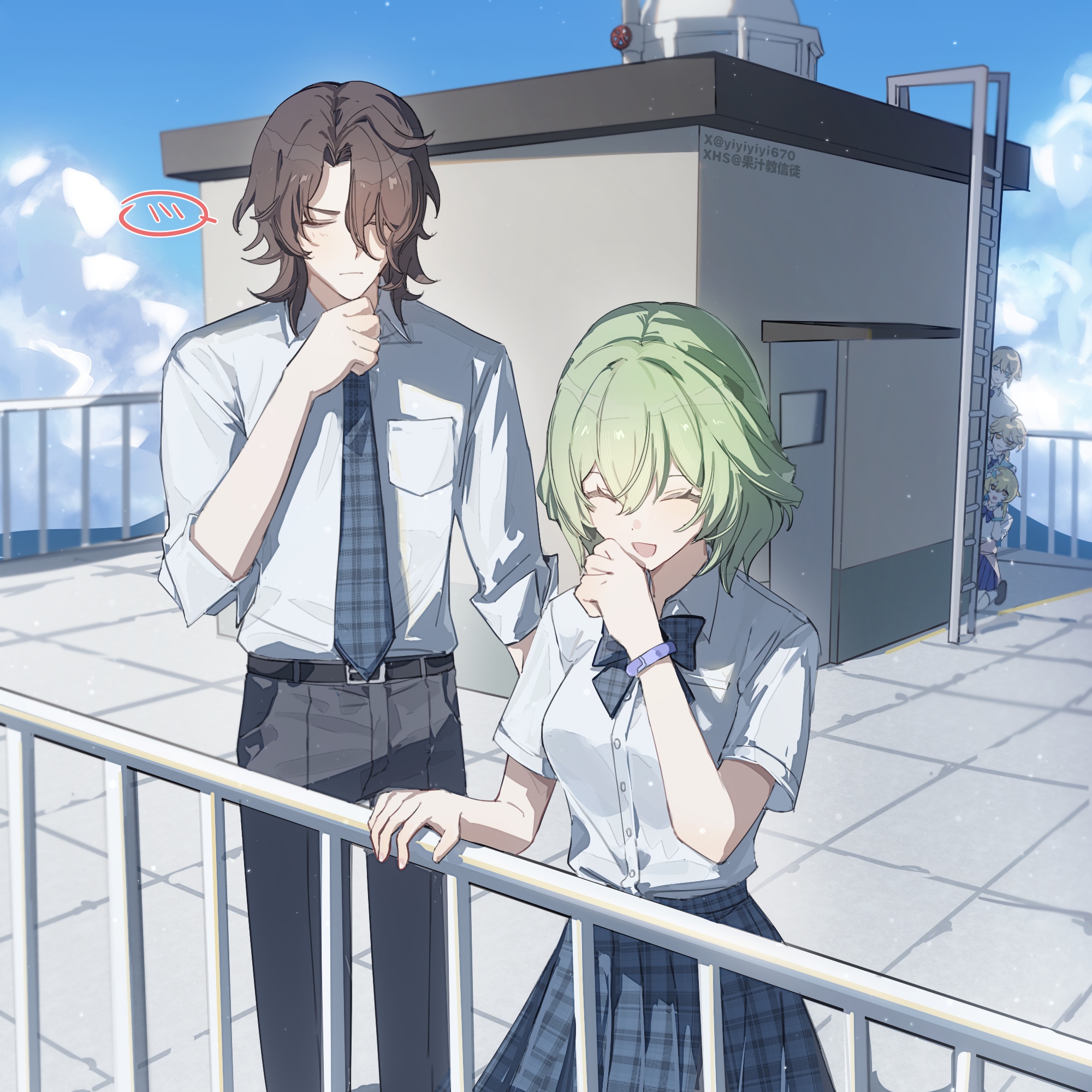 Safebooru - 2girls 3boys aether (genshin impact) aged down ahoge ...