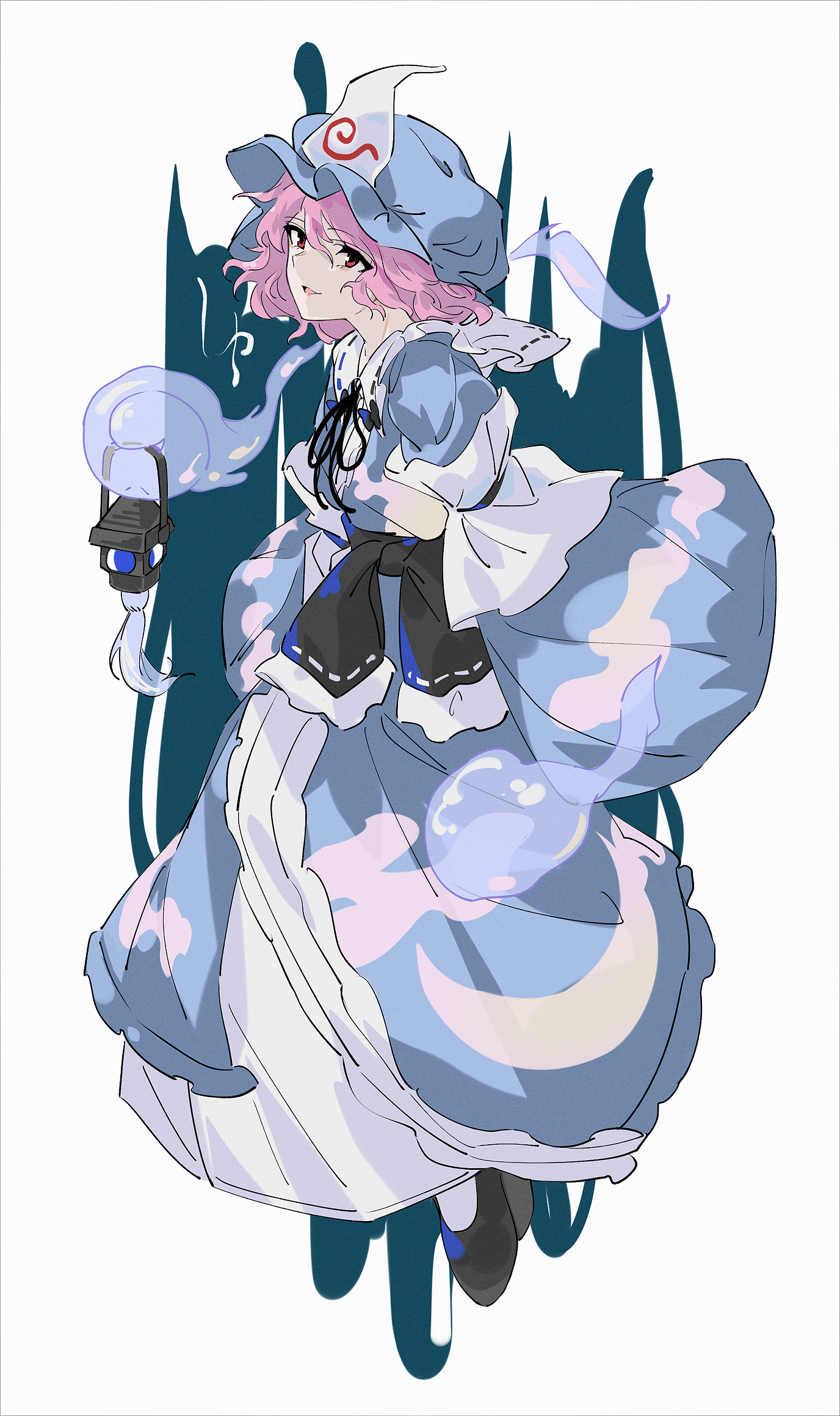 Safebooru - 1girl black shoes blue hat blue kimono commentary request ...