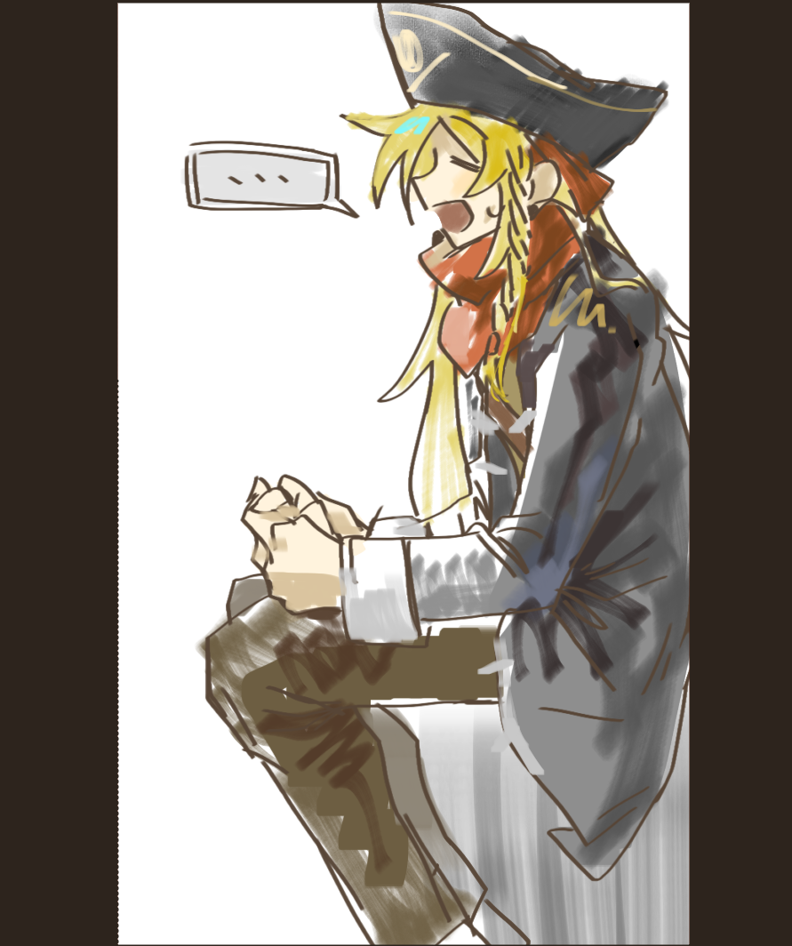 Safebooru - ... 1boy black jacket blonde hair border brown pants closed ...
