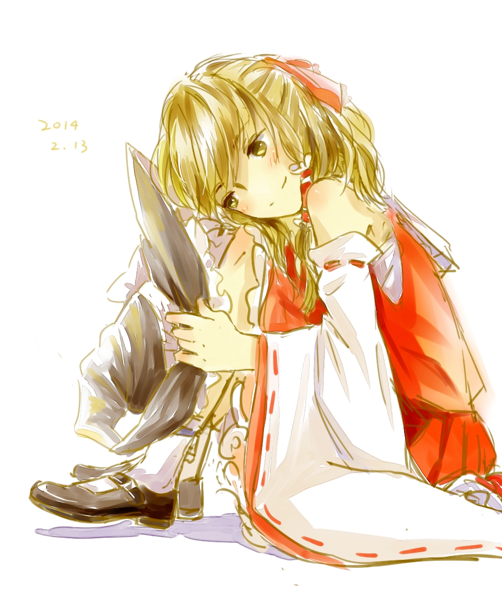 Safebooru - 1girl bigreen black shoes bow brown eyes brown hair closed ...