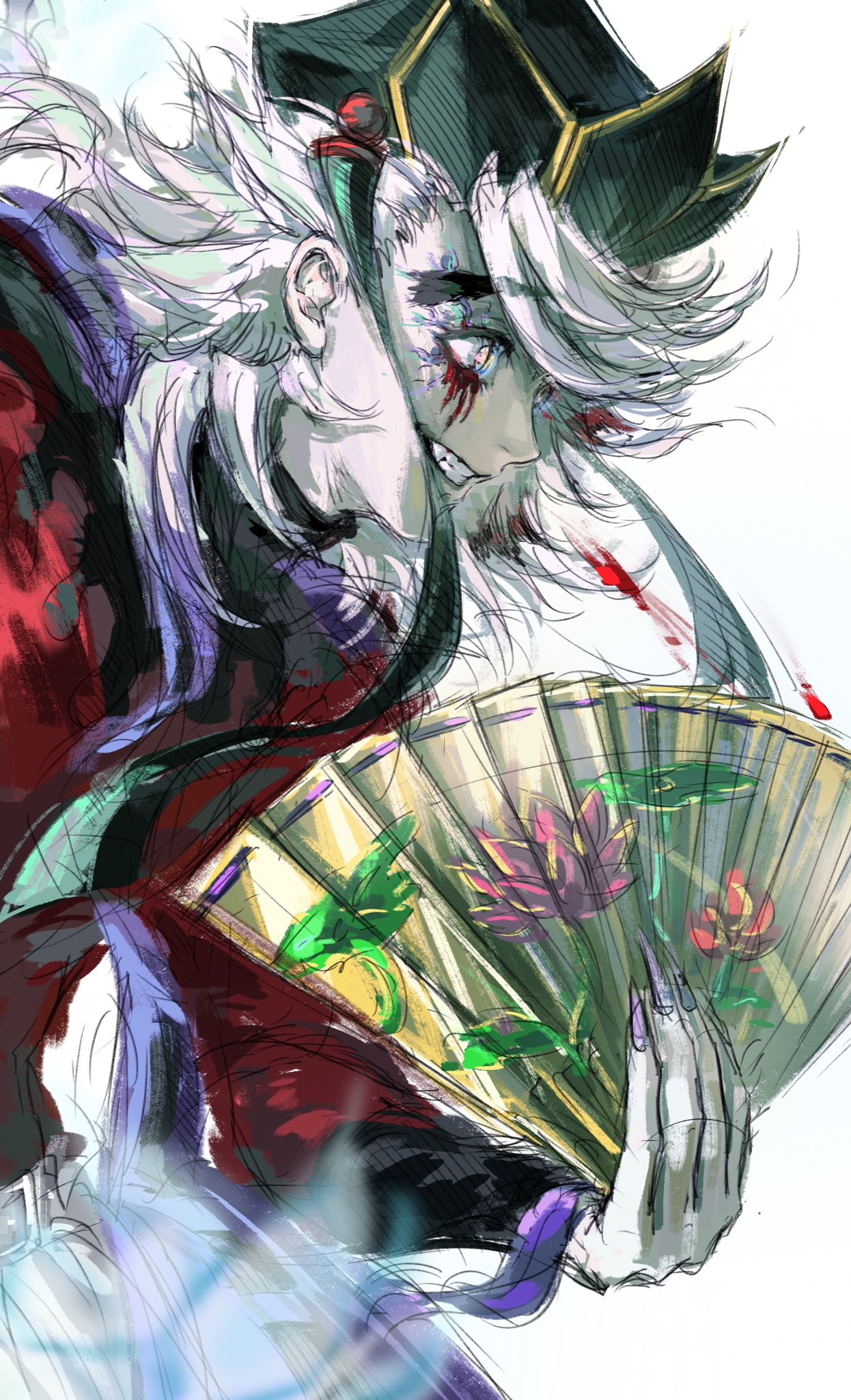 Safebooru - 1boy black hat blood blood from eyes chinese commentary ...