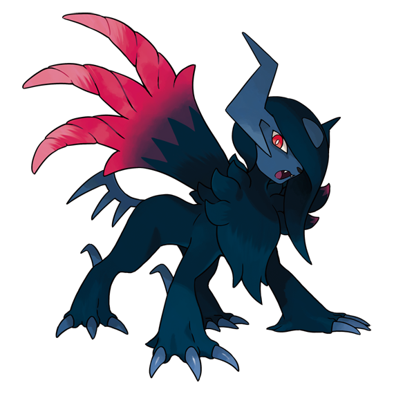 Safebooru - absol asymmetrical horns black fur blue horns body fur ...