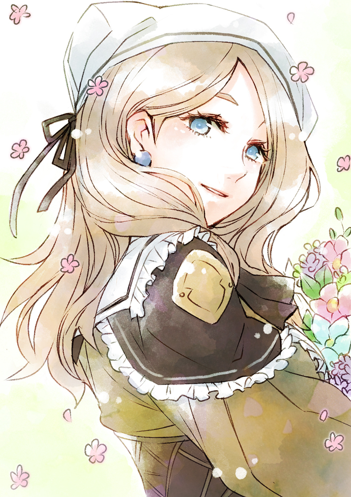 Safebooru - 1girl blonde hair bouquet earrings ebi puri (ebi-ebi) fire ...