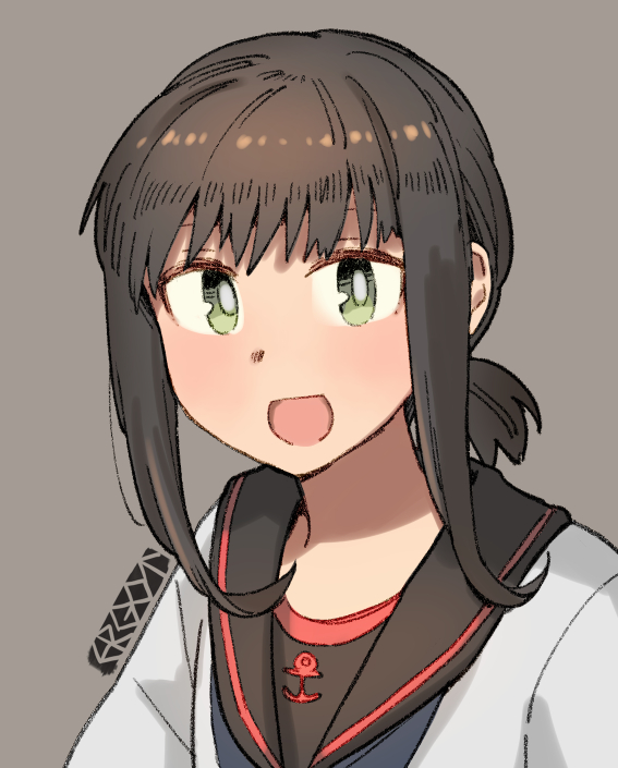 Safebooru - 1girl anchor symbol artist logo artist name black hair black sailor collar blush ...