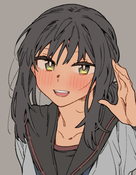 Safebooru - 1girl anchor symbol artist logo artist name bangs black hair black sailor collar ...