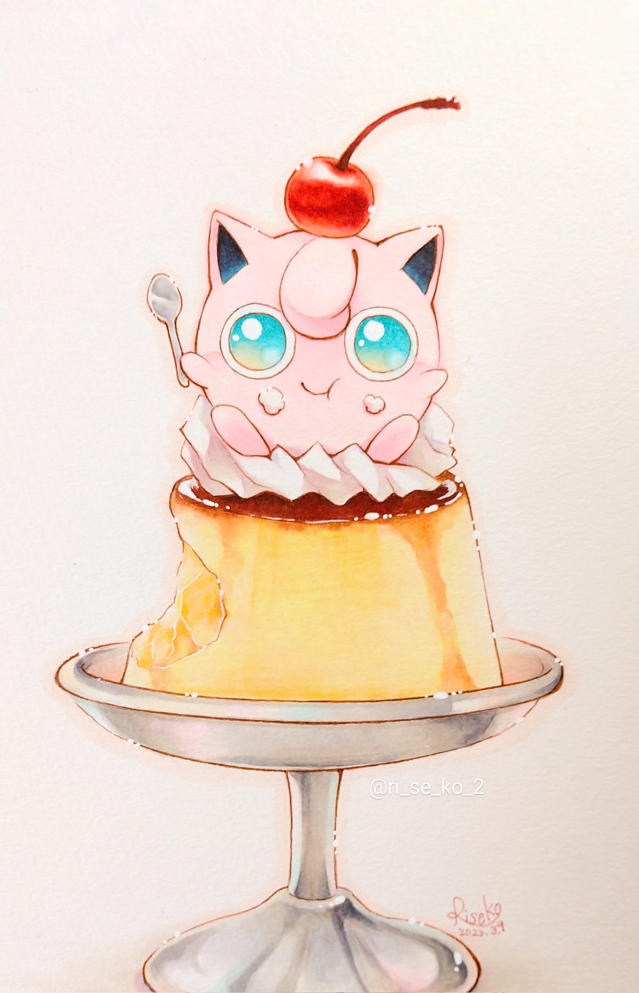 Safebooru - :t artist name blue eyes blush cherry closed mouth ...