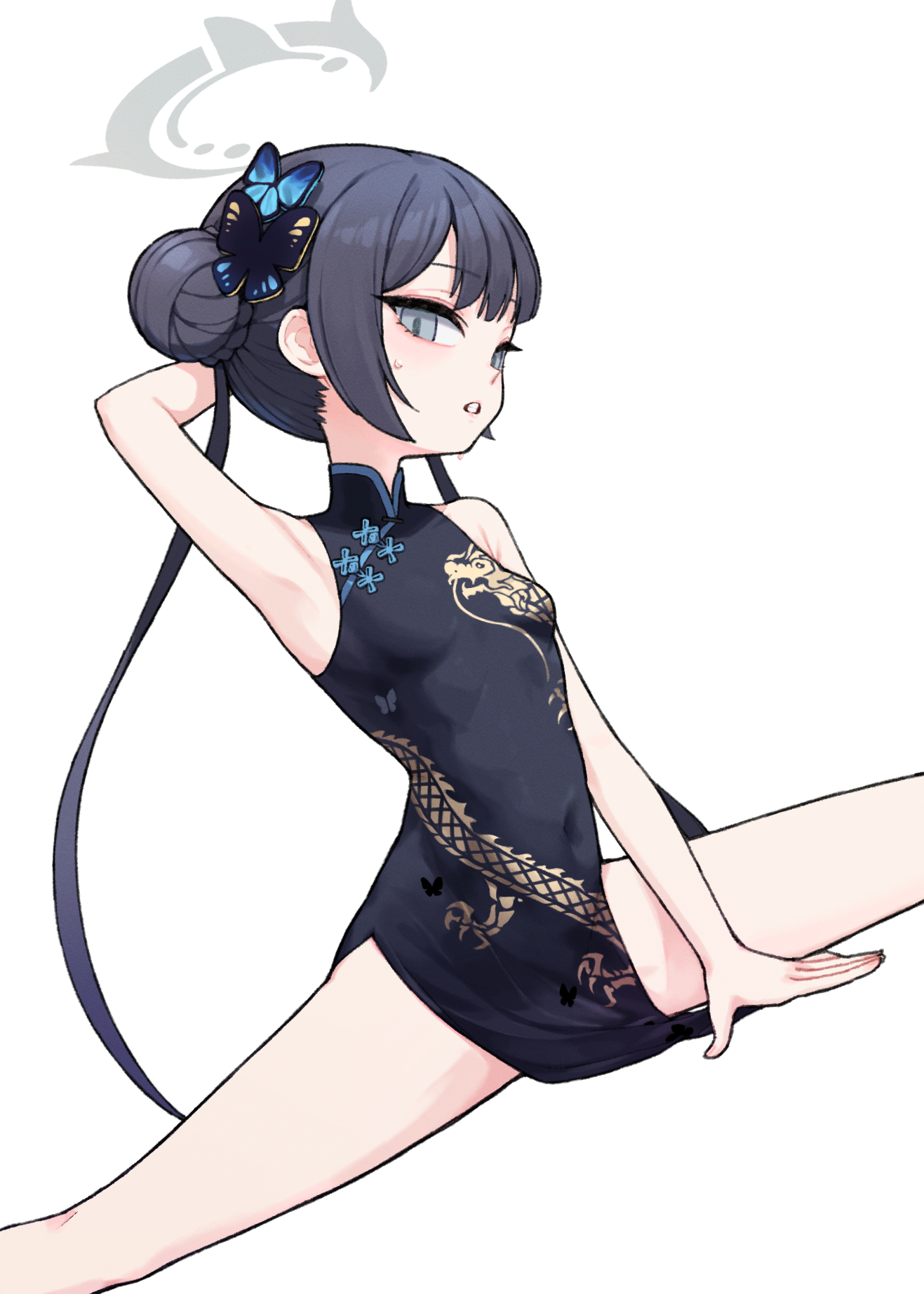 Safebooru - 1girl arm behind head arm support armpits arms behind head bangs black dress black ...