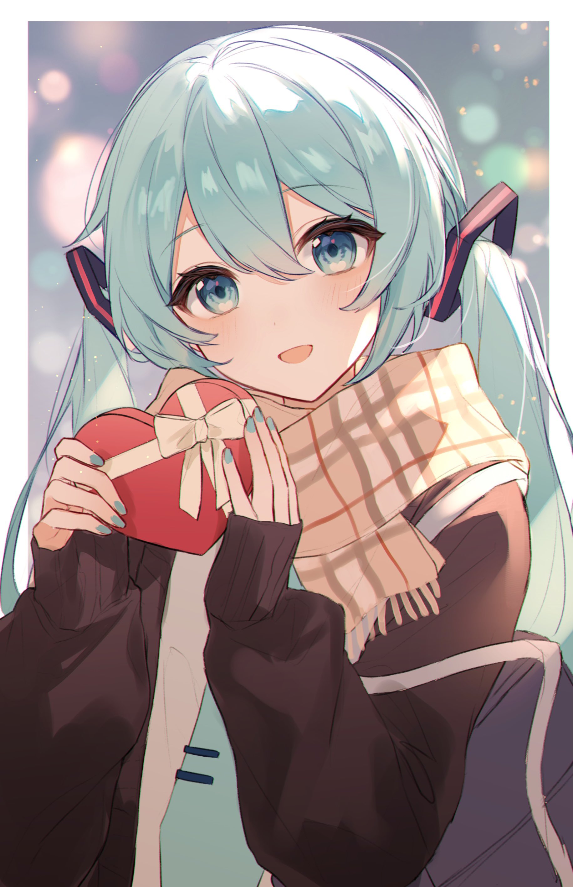 Safebooru - 1girl absurdres aqua eyes aqua hair aqua nails aqua necktie bangs black jacket blush ...