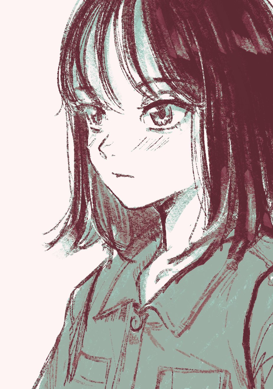 Safebooru - 1girl greyscale highres katahara (no 108105) medium hair ...