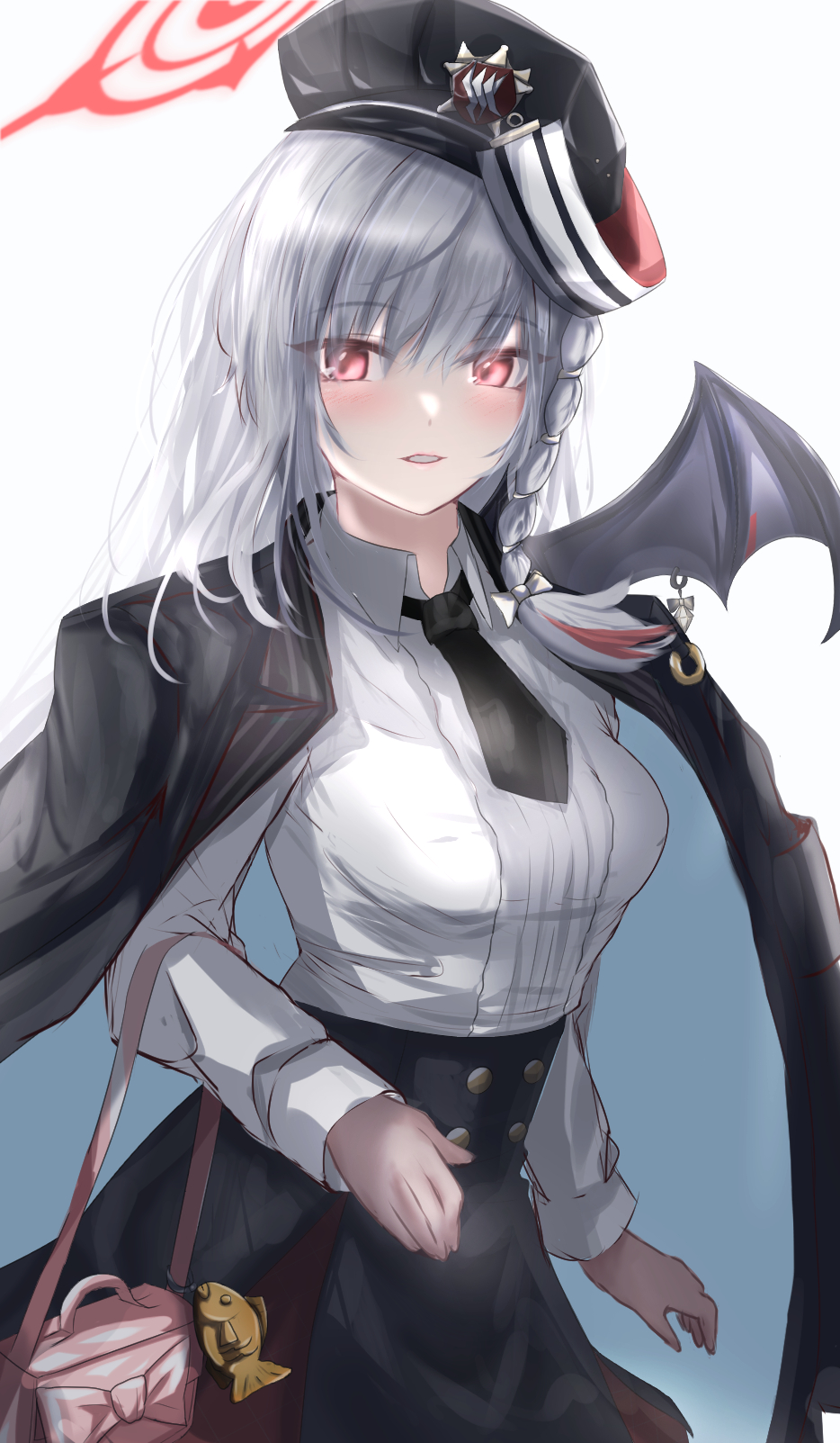 Safebooru - 1girl black jacket black necktie black skirt blue archive halo haruna (blue archive ...