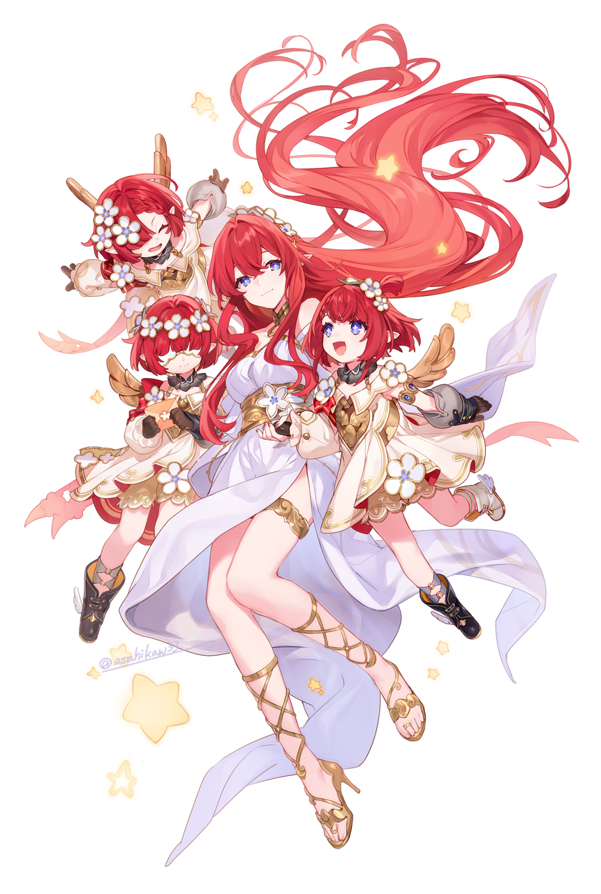 Safebooru - 4girls :d ^ ^ armlet artist name asahikawa hiyori asymmetrical footwear bare ...