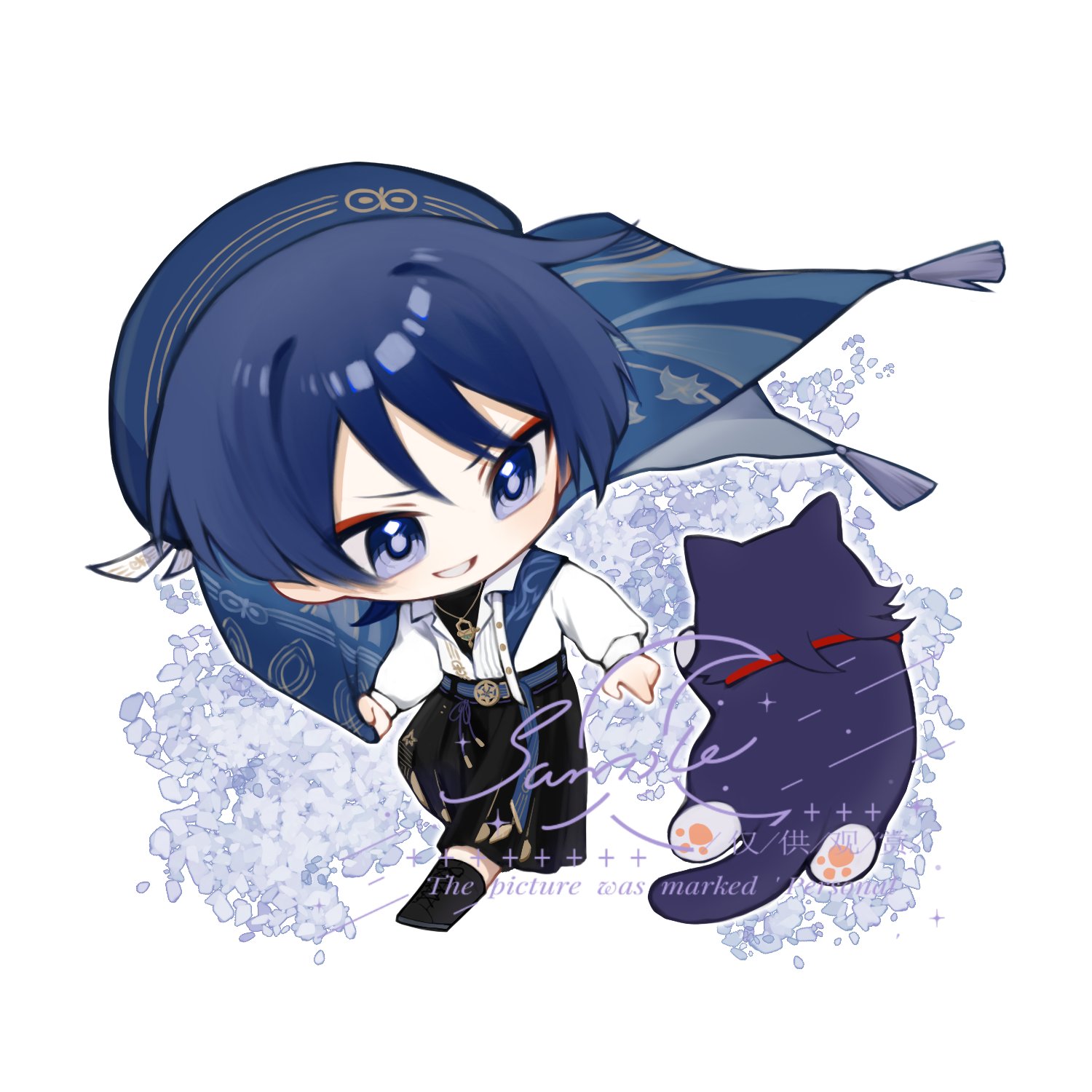 Safebooru - 1boy alternate costume animal print animalization arms at sides belt beret bird ...