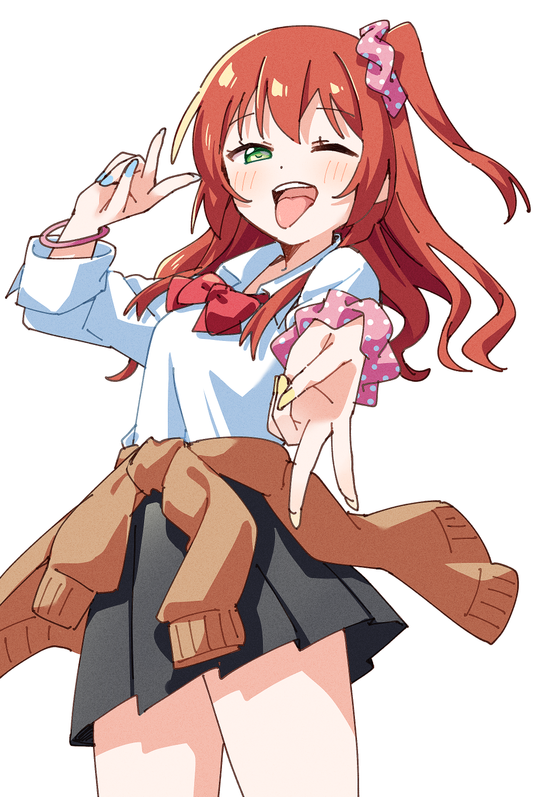 Safebooru - 1girl black skirt blue nails blush bocchi the rock! bow ...