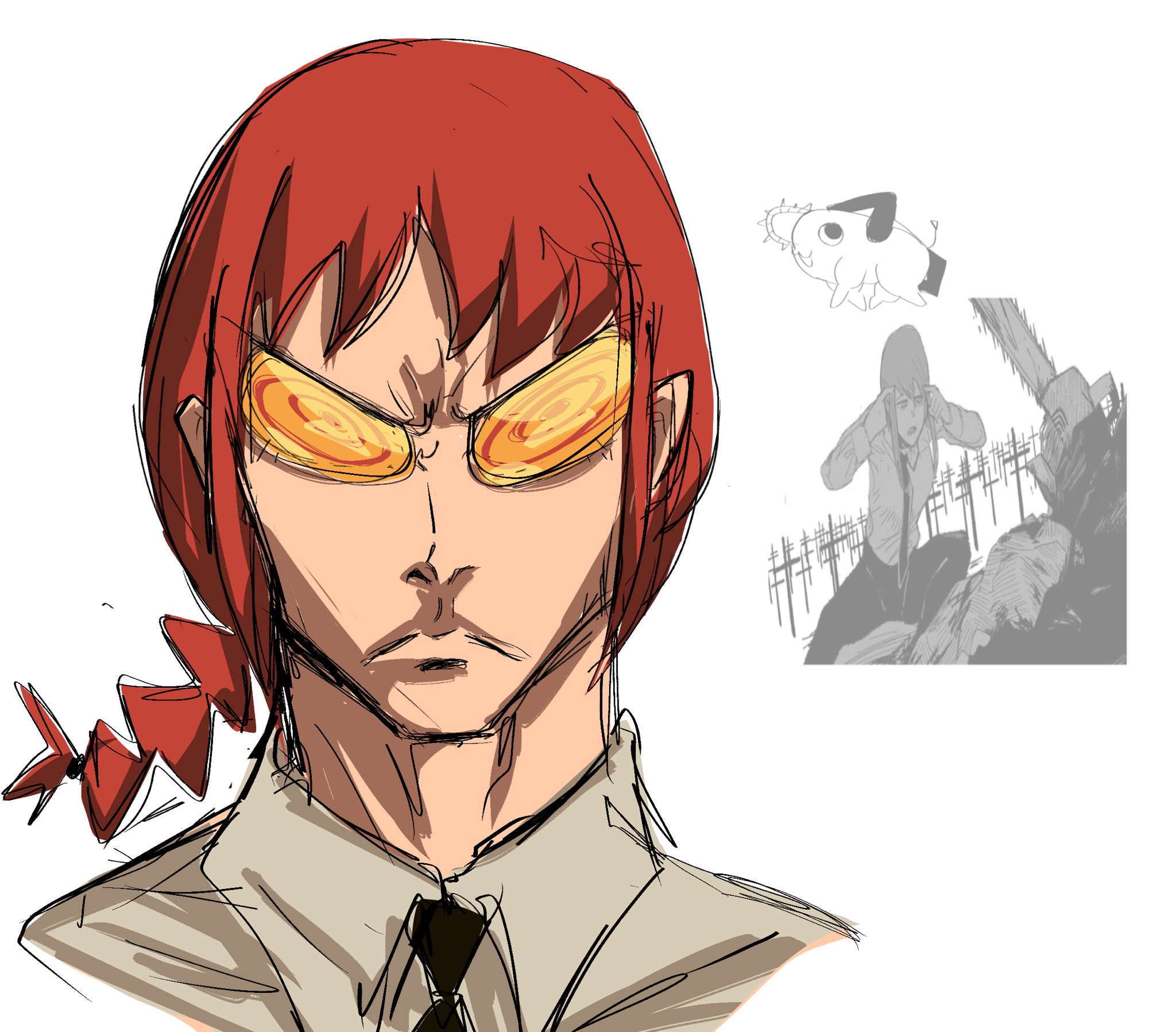 Safebooru - @ @ angry braid braided ponytail chainsaw man close-up ...