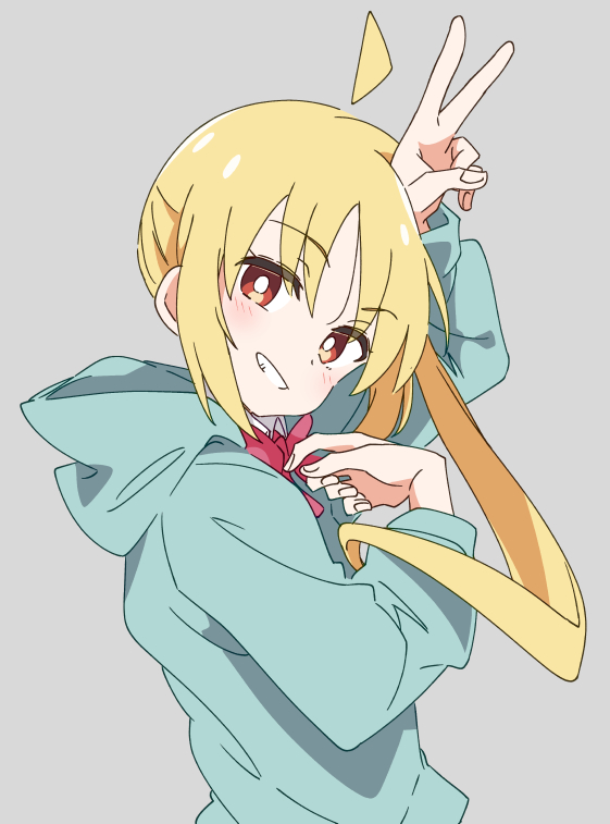 Safebooru - 1girl blonde hair blush bocchi the rock! commentary request grey background grey ...