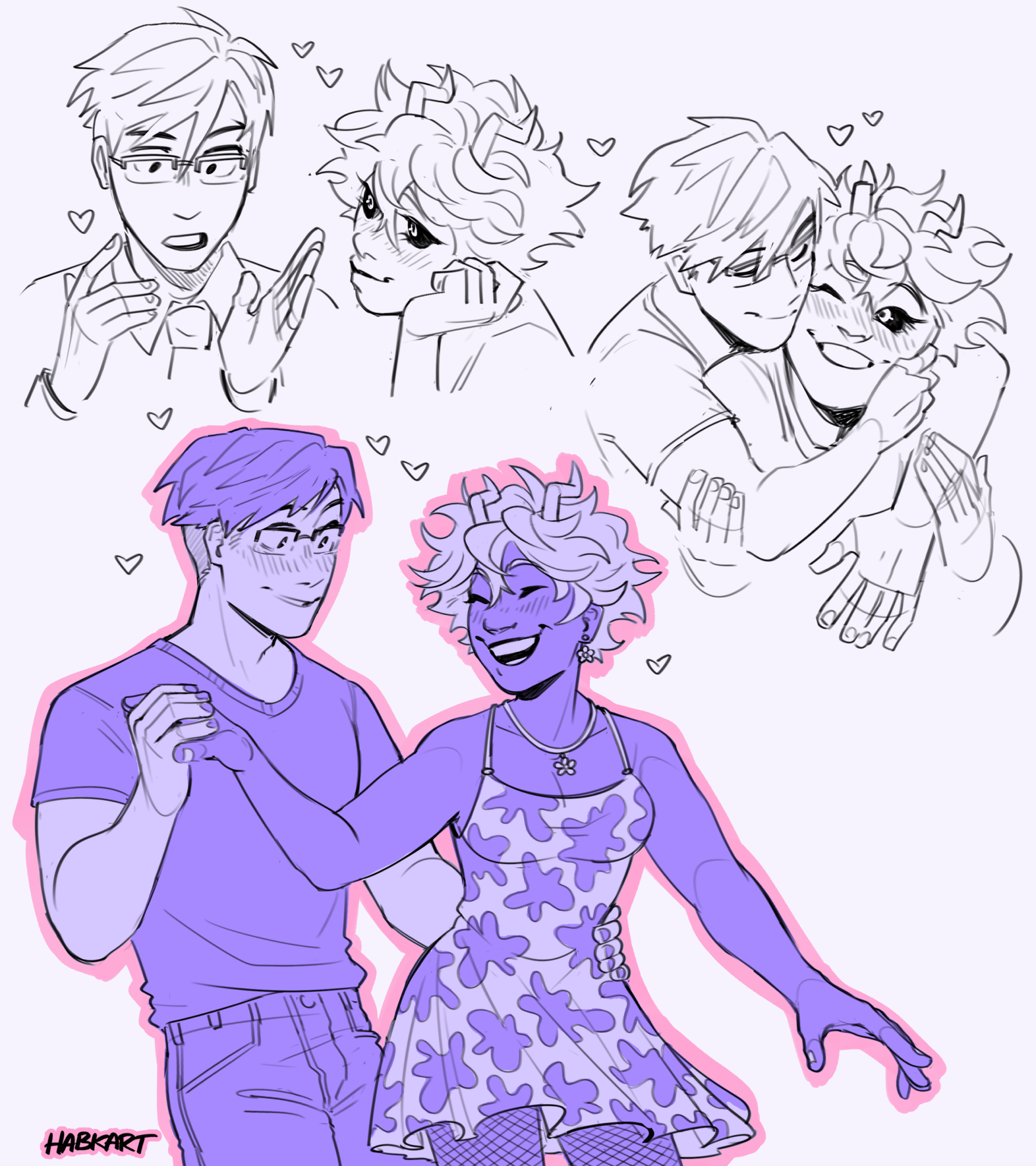 Safebooru - 1boy 1girl artist name ashido mina blush boku no hero ...