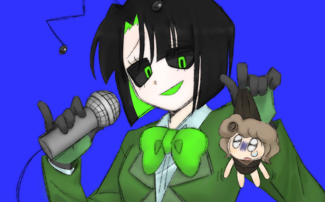 Safebooru - 2girls black gloves blue background bow bowtie collared ...